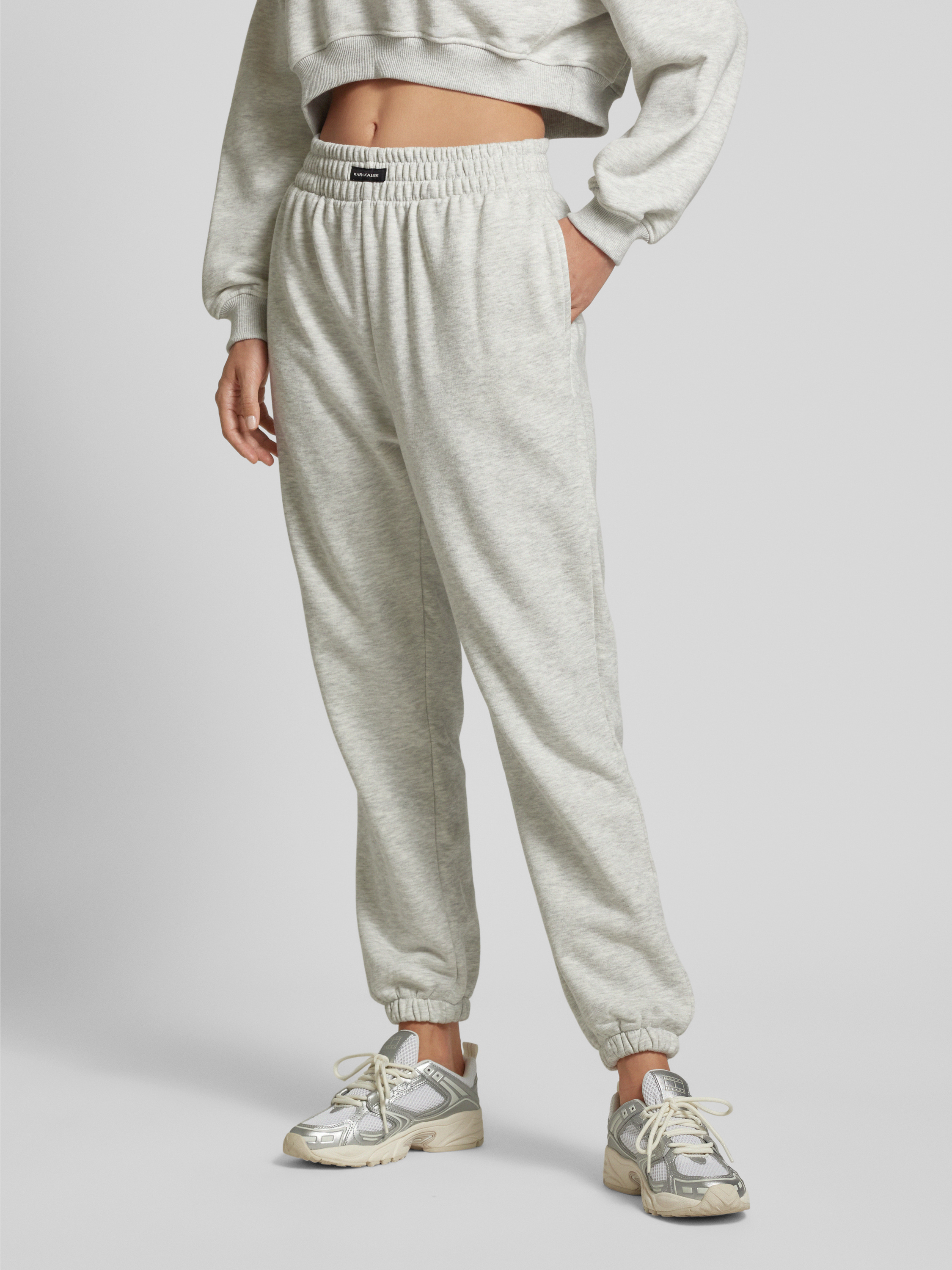Karo Kauer Regular Fit Sweatpants mit Label-Detail (hellgrau) online kaufen