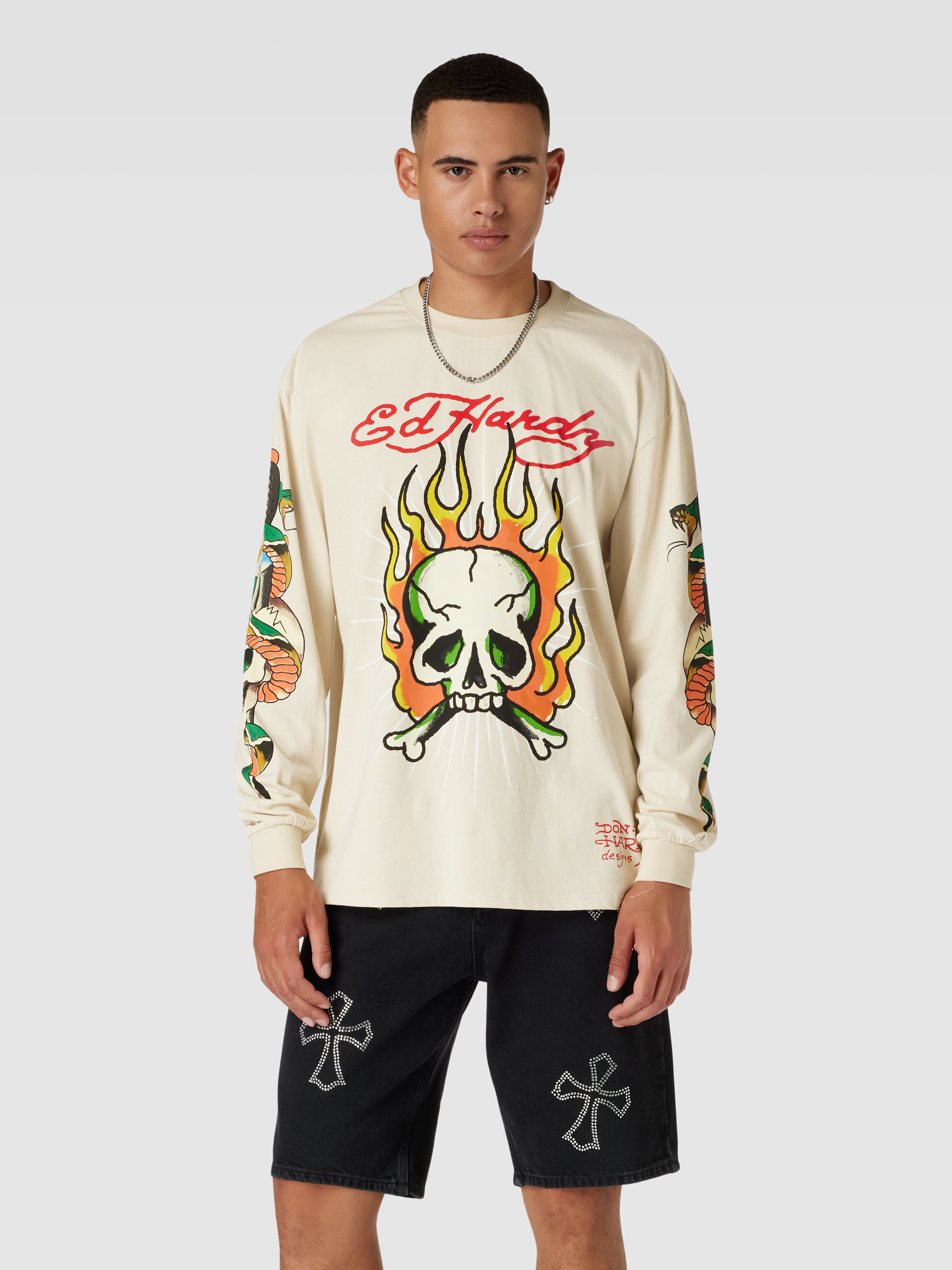 ED HARDY Longsleeve mit Motiv-Print (ecru) online kaufen