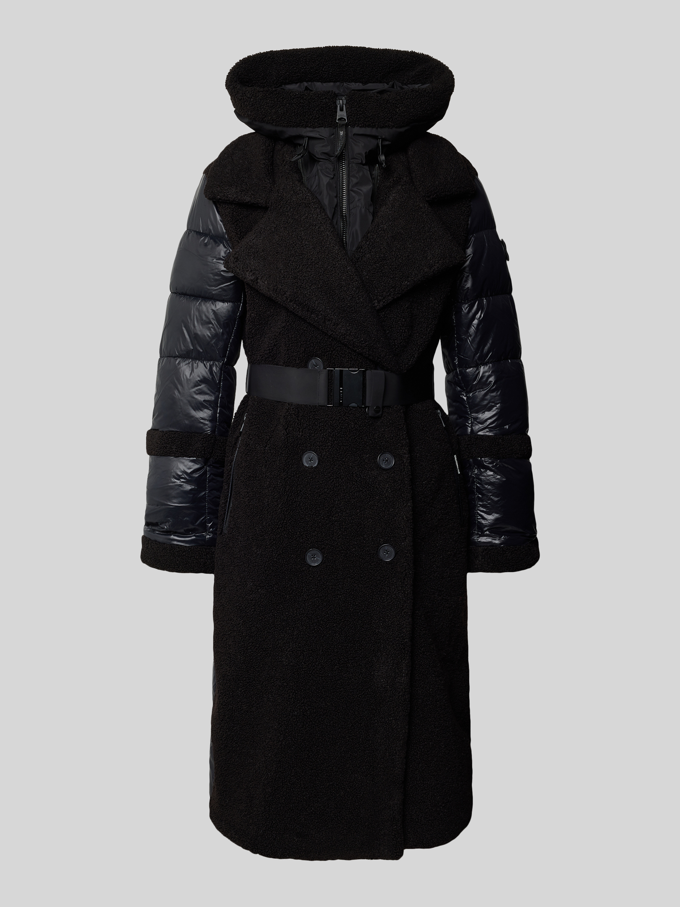 khujo Gewatteerde lange jas met riem, model 'KALMIA' in zwart online ...