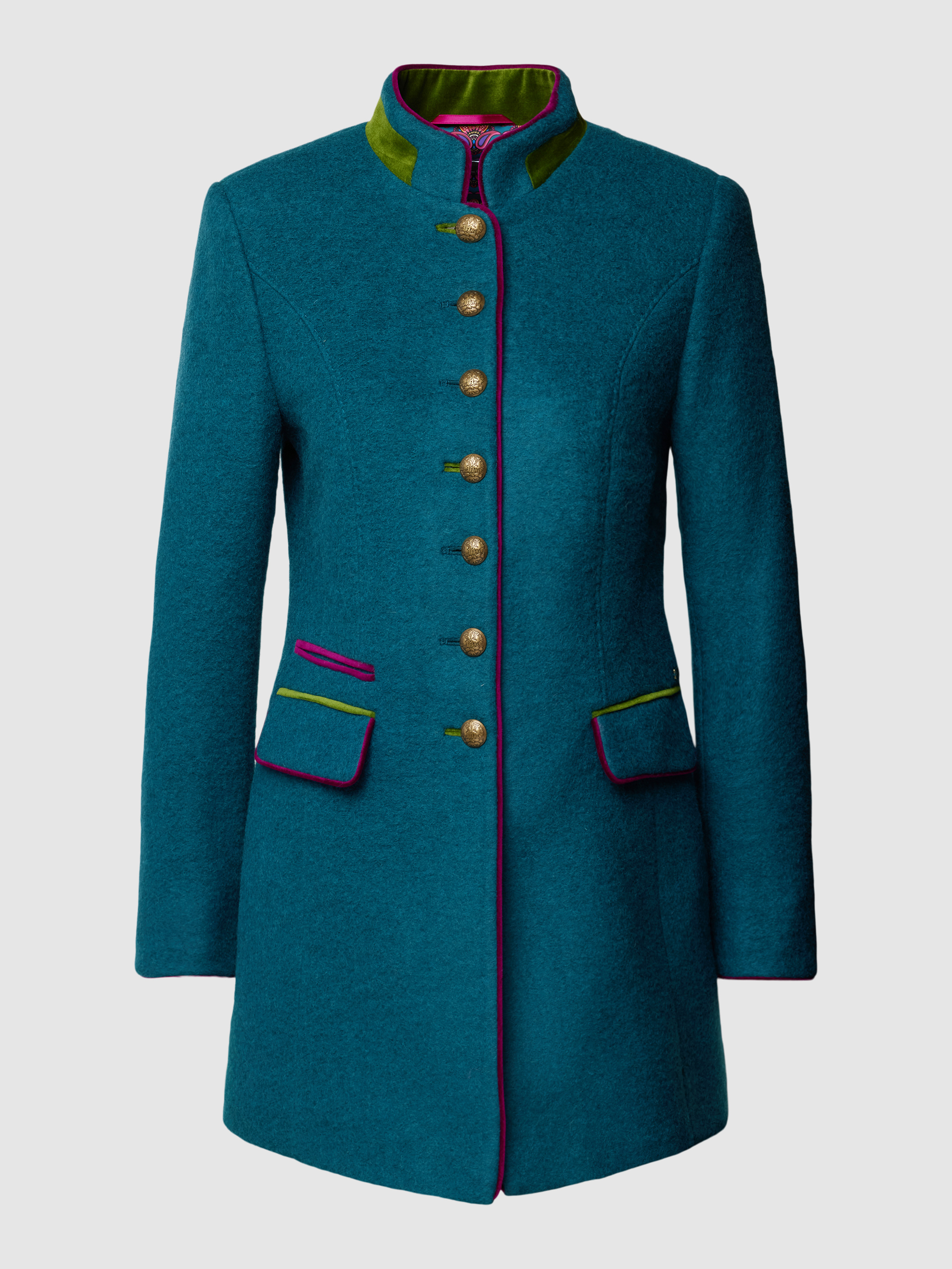 WHITE LABEL Longblazer mit Stehkragen und Pattentaschen (petrol) online kaufen