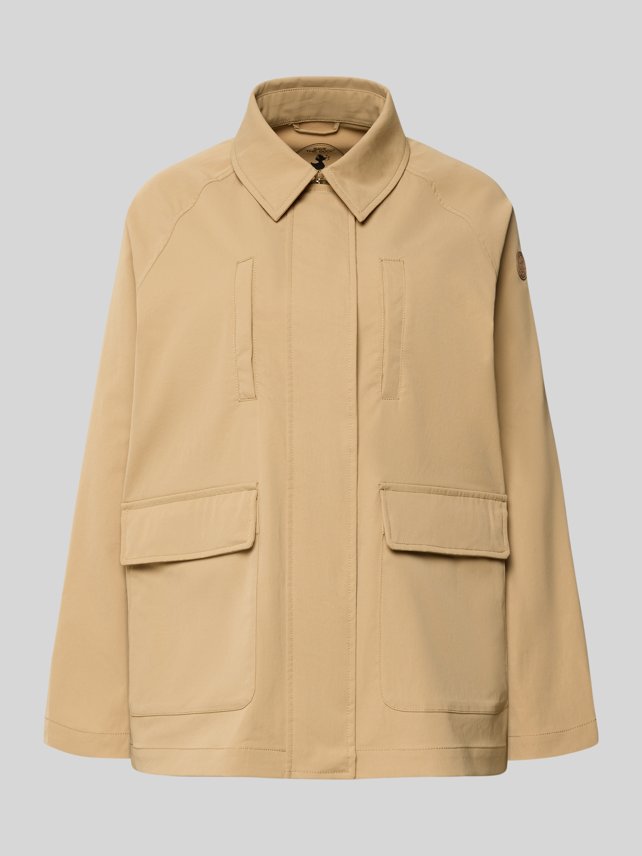 SAVE THE DUCK Relaxed fit jack met platte kraag, model 'Dani' in beige ...