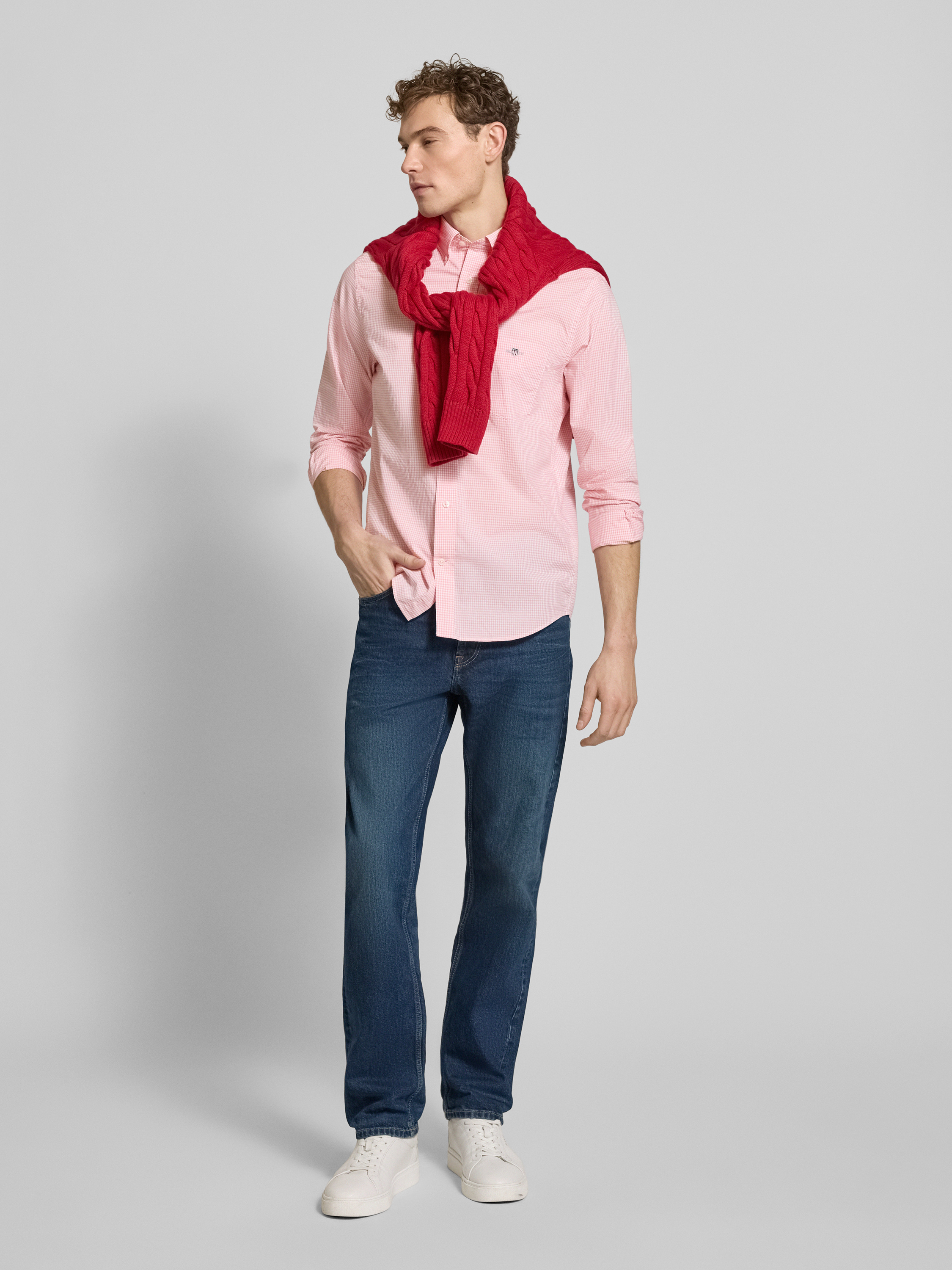 Gant Slim Fit Freizeithemd mit Logo-Stitching (hellrosa) online kaufen