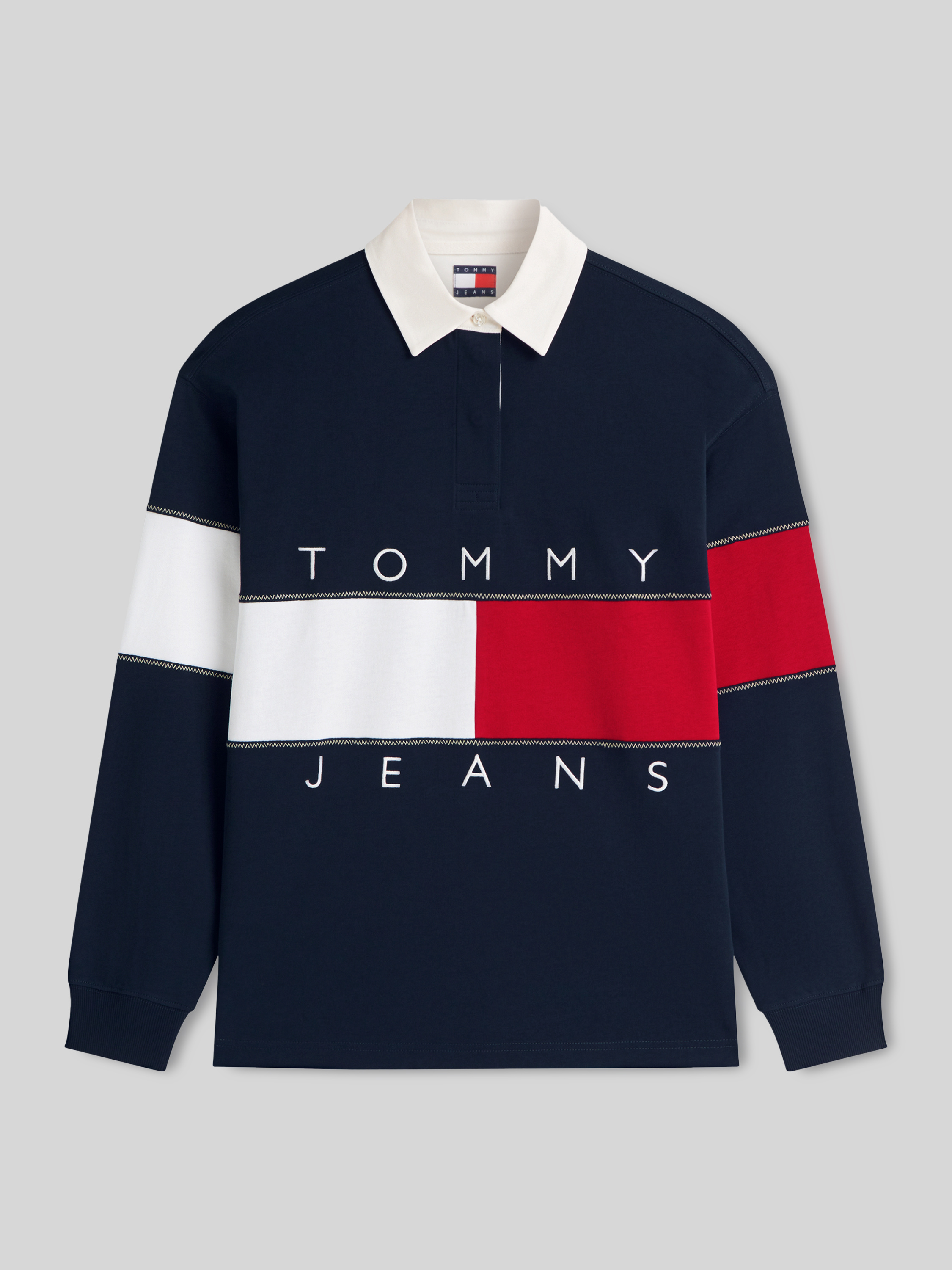Tommy Jeans Oversize Rugbyshirt aus reiner Baumwolle mit Logo-Print ...