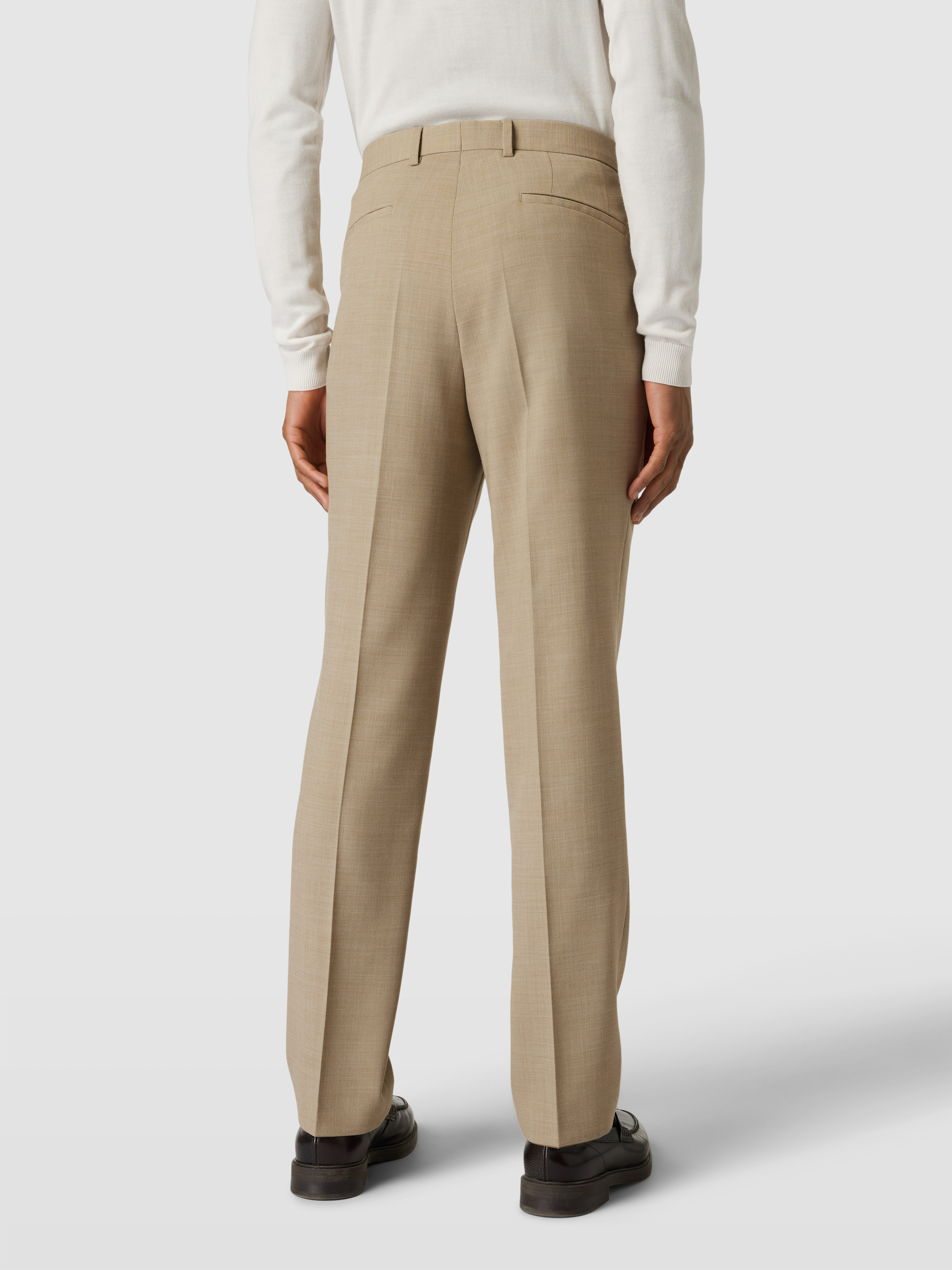 BOSS Anzughose mit Bügelfalten Modell 'Leon' (beige) online kaufen