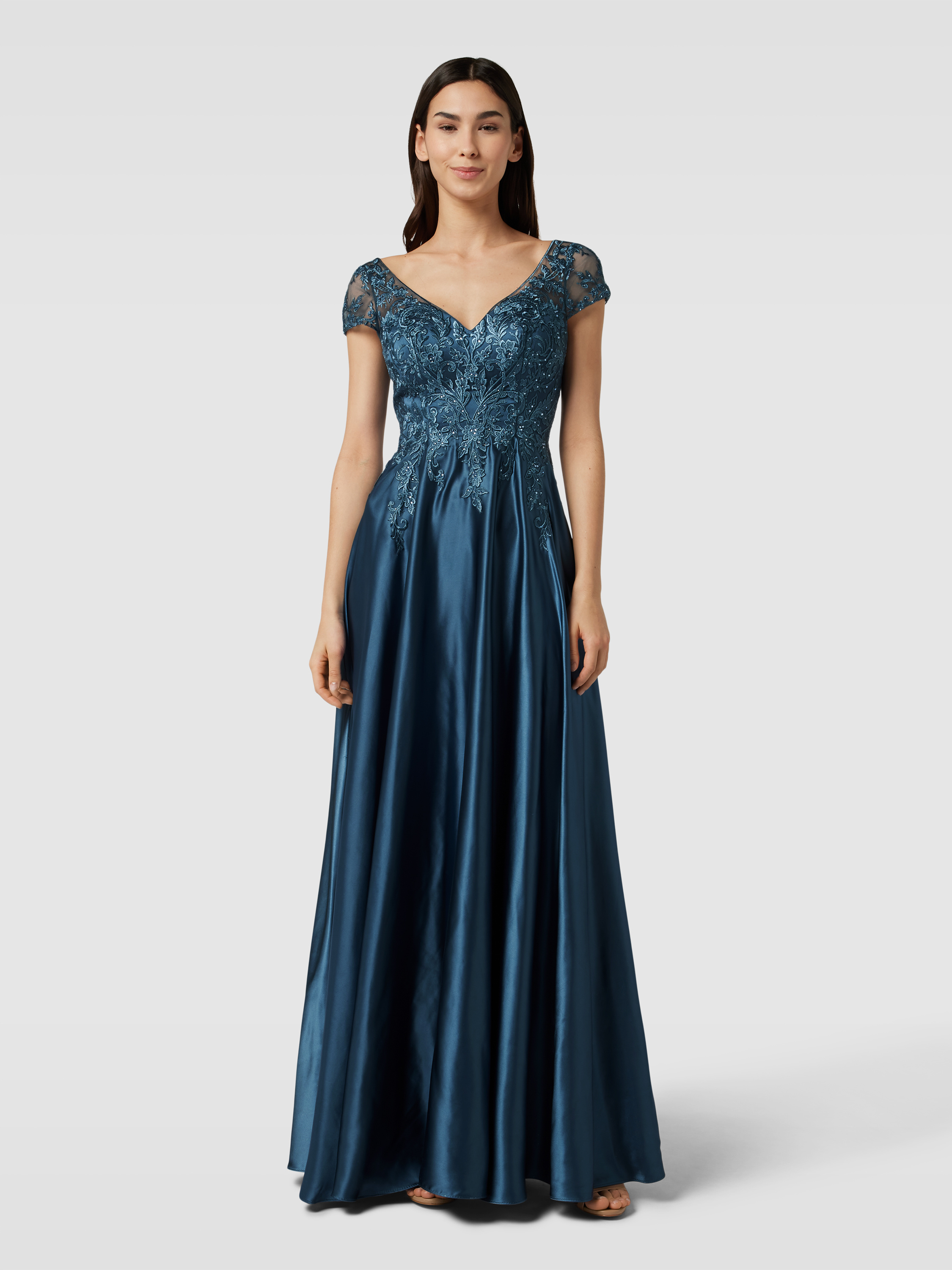 Luxuar Abendkleid mit Ziersteinbesatz (rauchblau) online kaufen
