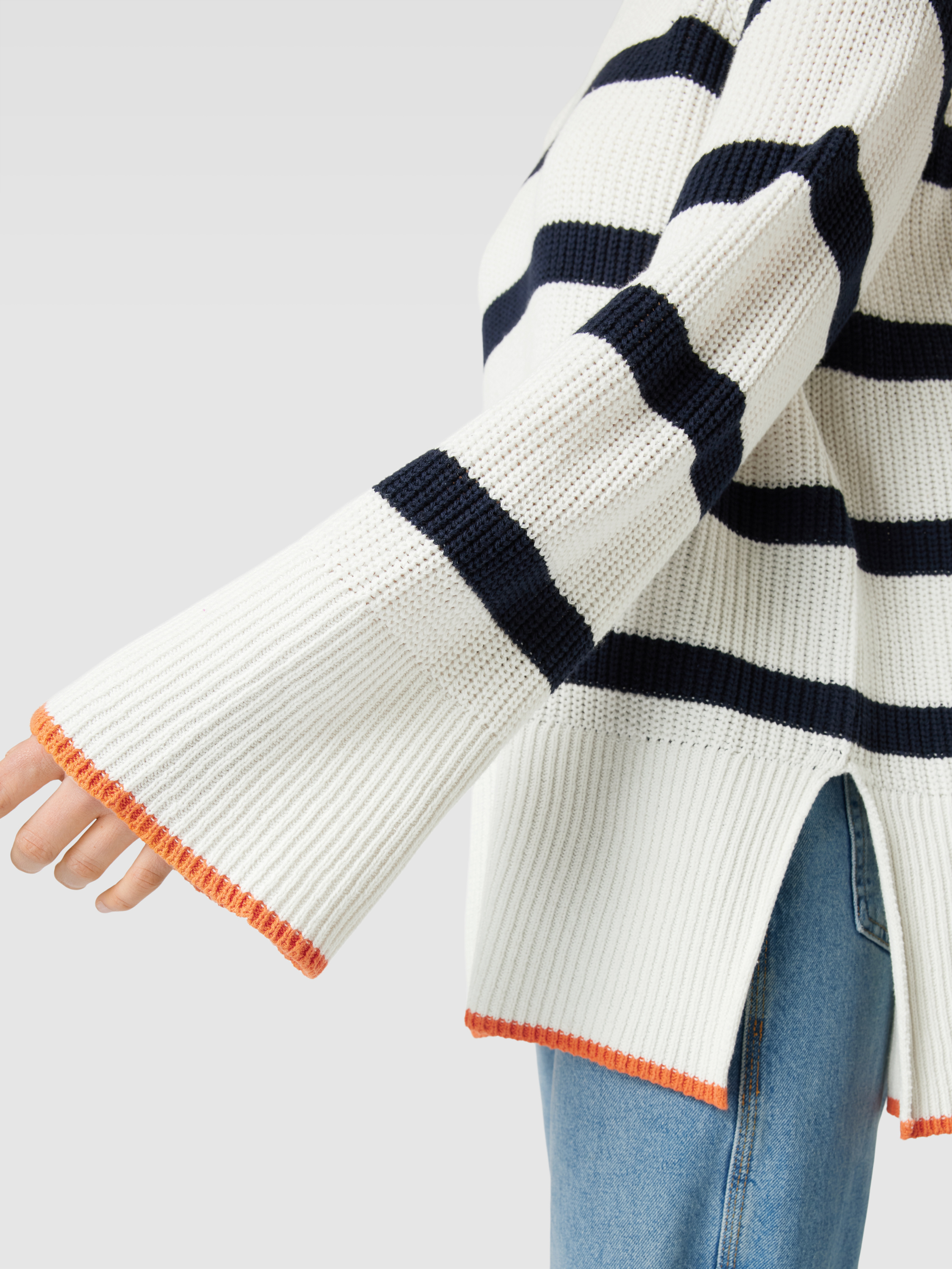 Pieces Gebreide pullover met streepmotief, model 'BAIA' in offwhite ...