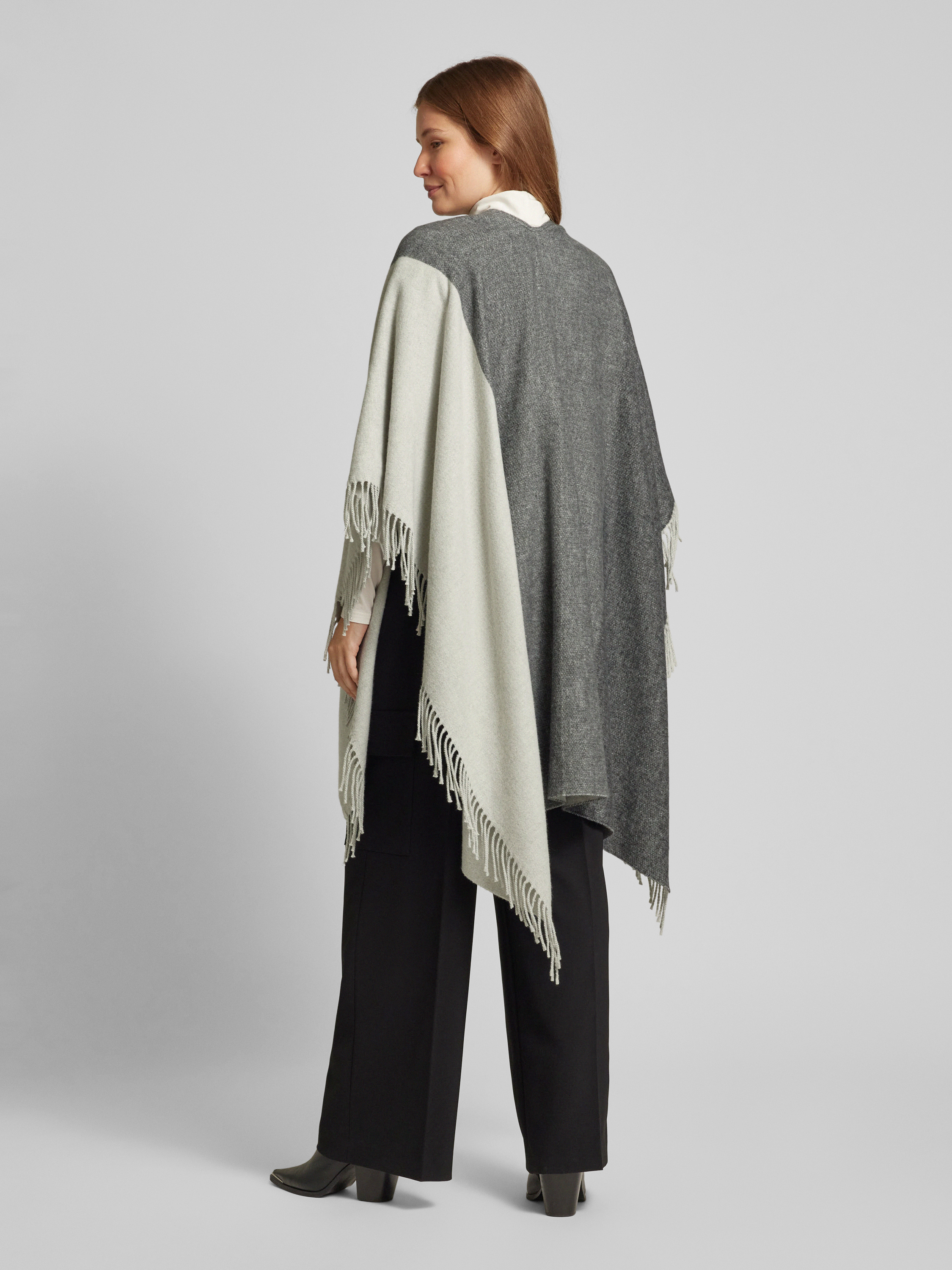 WHITE LABEL Poncho mit Fransen (silber) online kaufen