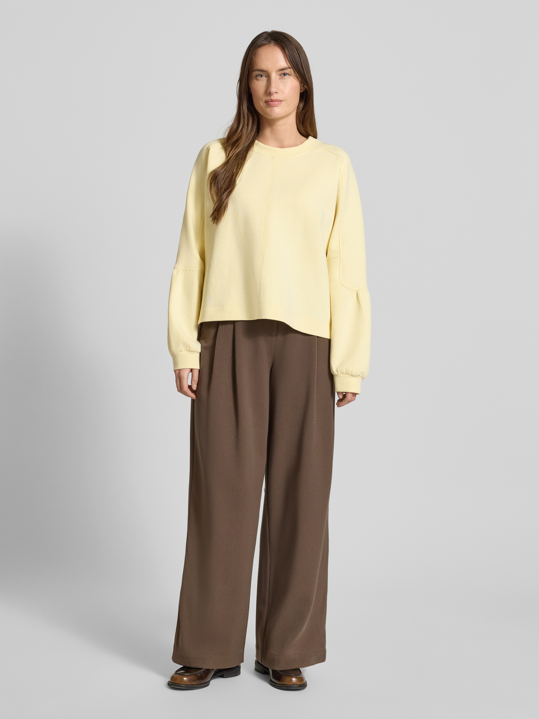 Marc Cain Oversized Sweatshirt mit gerippten Abschlüssen (hellgelb ...