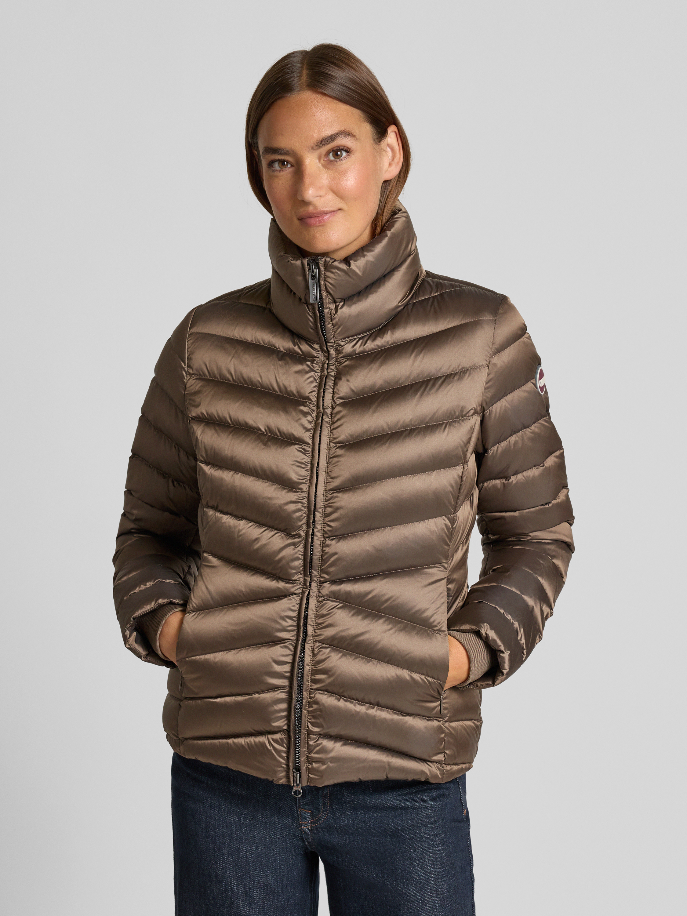 Colmar Originals Donsjack met opstaande kraag in chocoladebruin online ...