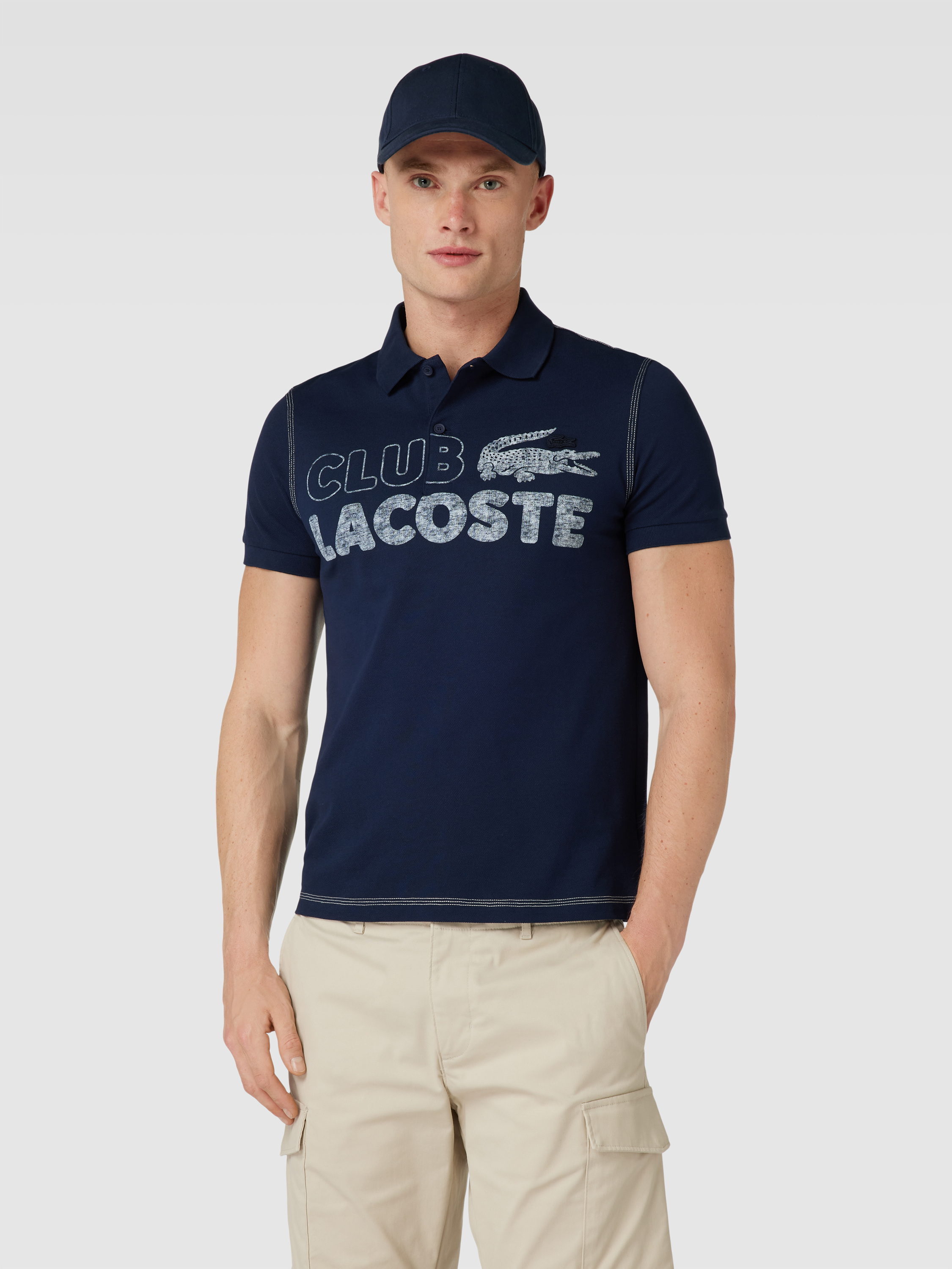 Lacoste Poloshirt mit Label-Print (marine) online kaufen