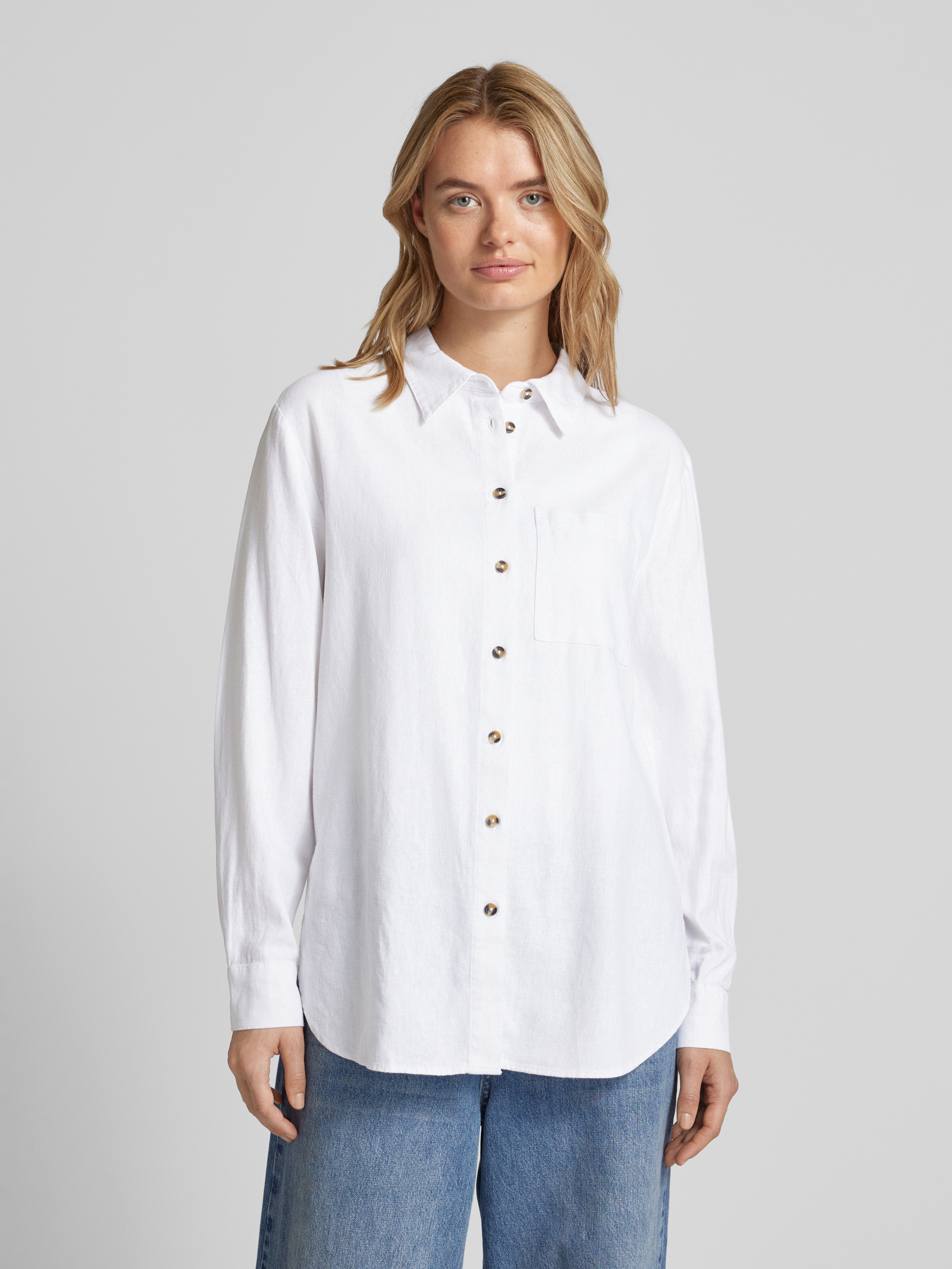 FREE/QUENT Leinenbluse in Denim-Optik Modell 'Lava' (weiss) online kaufen