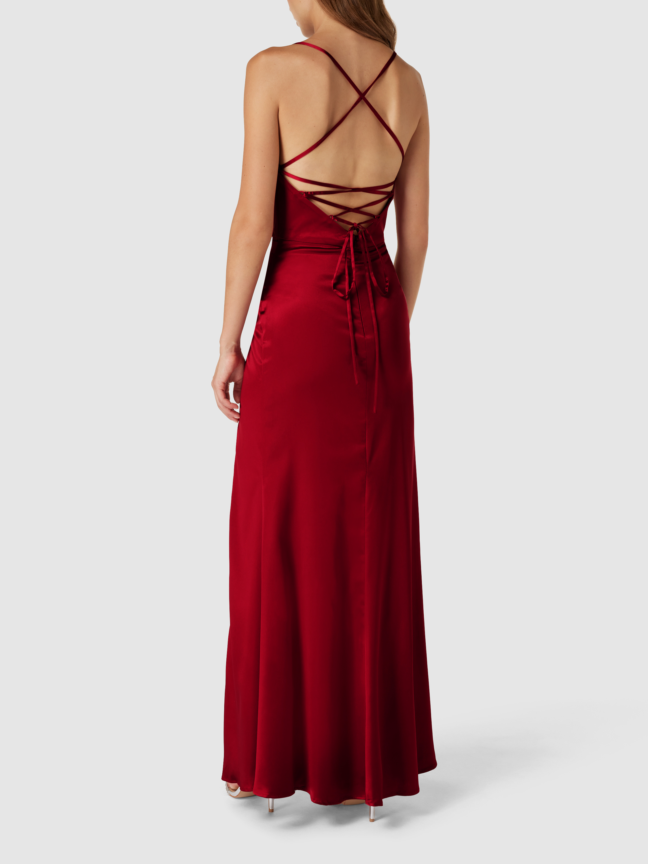 Luxuar Avondjurk met cascadehals in bordeaux online kopen | P&C