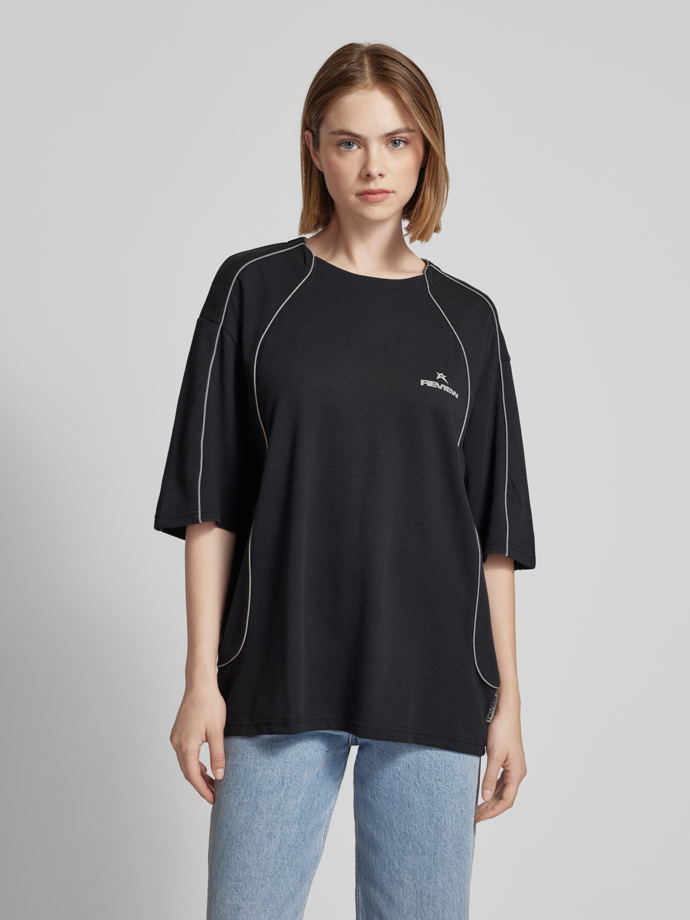 Review Oversized T-Shirt mit Label-Print (black) online kaufen