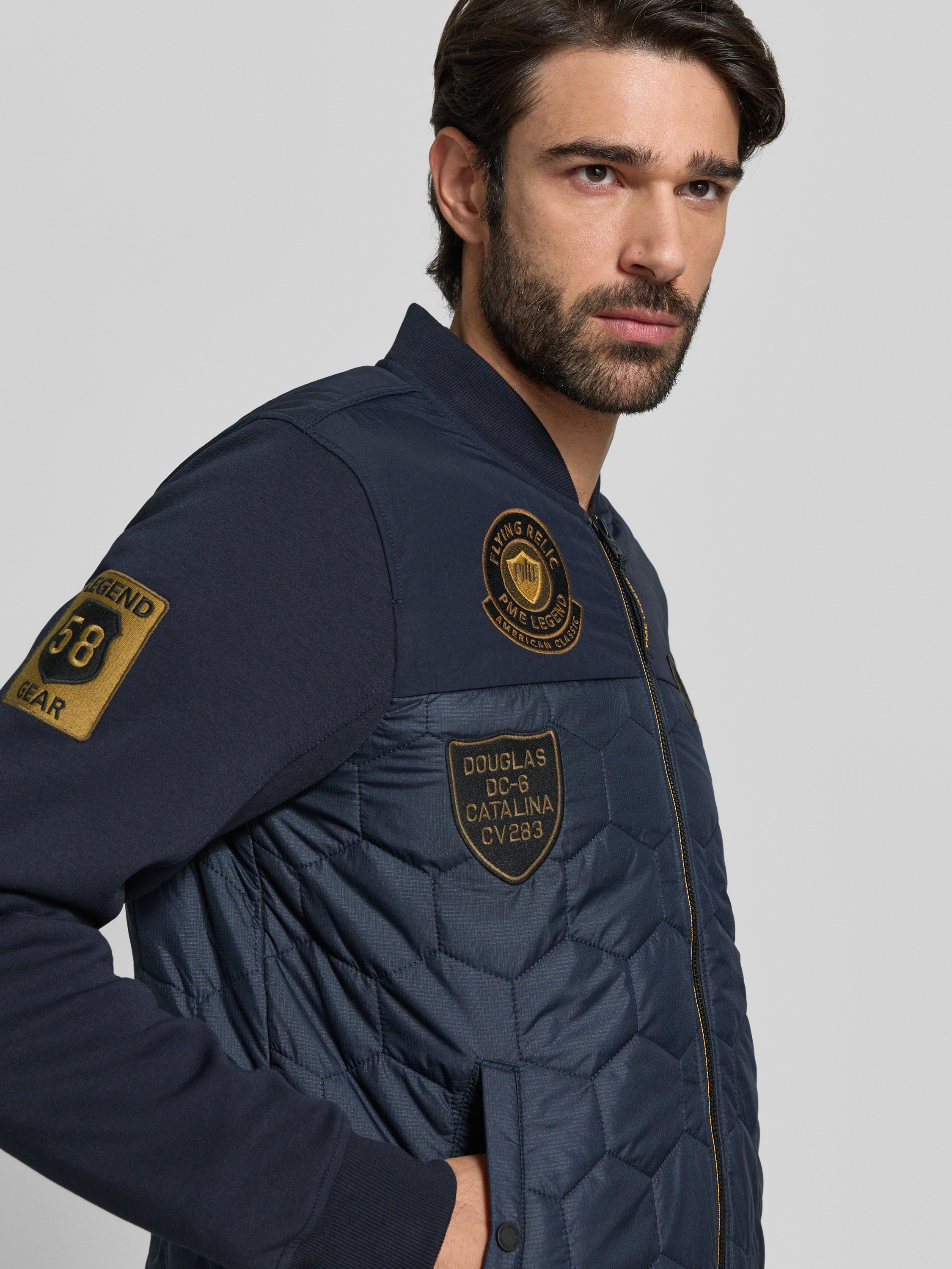 Kup online PME Legend Kurtka z prążkowanymi wykończeniami (granatowy)