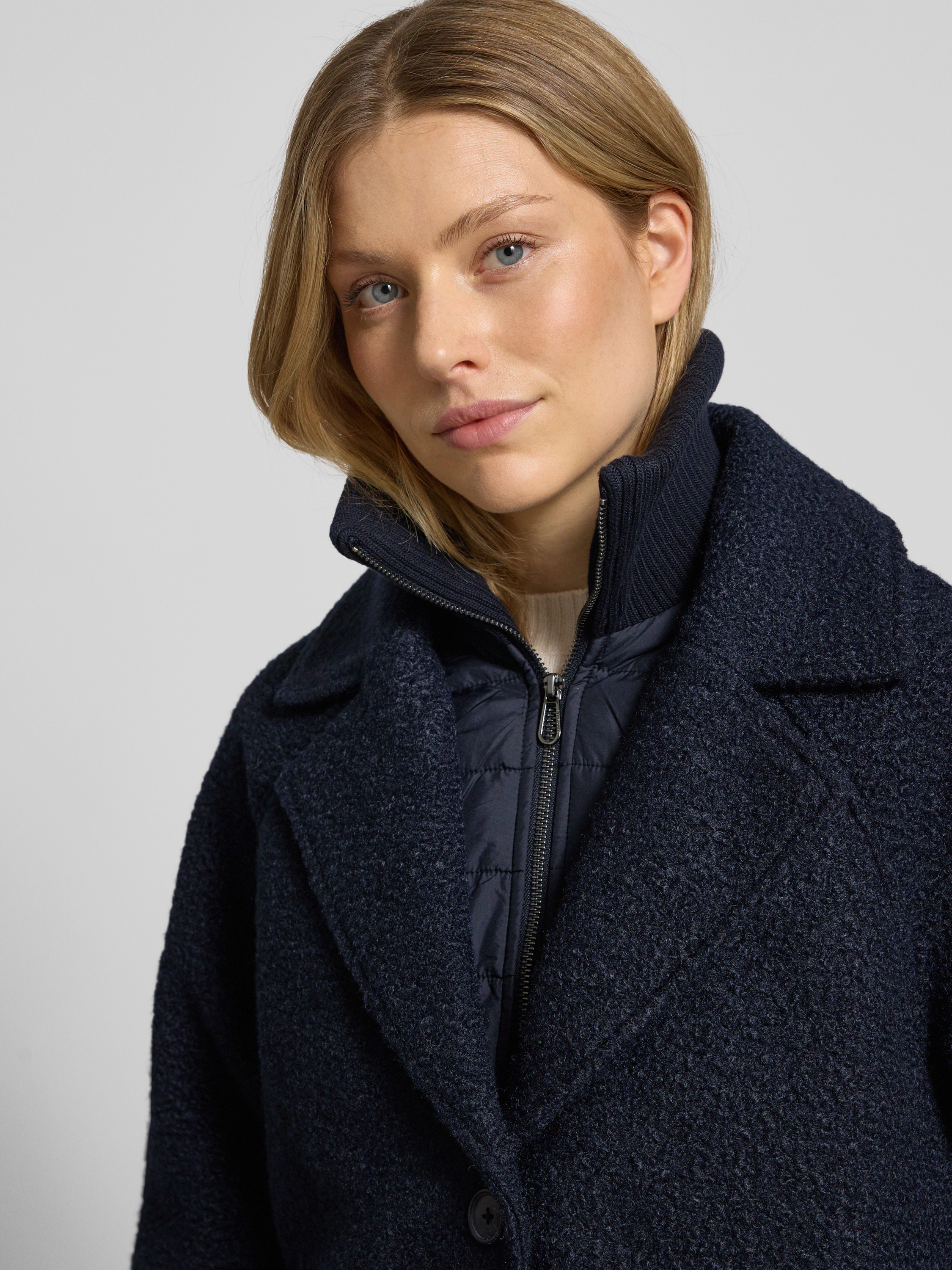 Tom Tailor Regular Fit Cape Jacke mit Teddyfell (marine) online kaufen