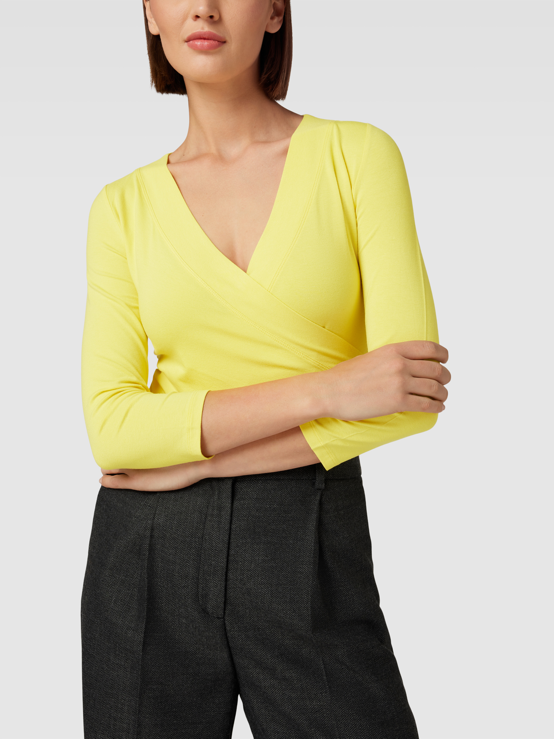 Lauren Ralph Lauren Langarmshirt in Wickel-Optik Modell 'ALAYJA' (gelb ...