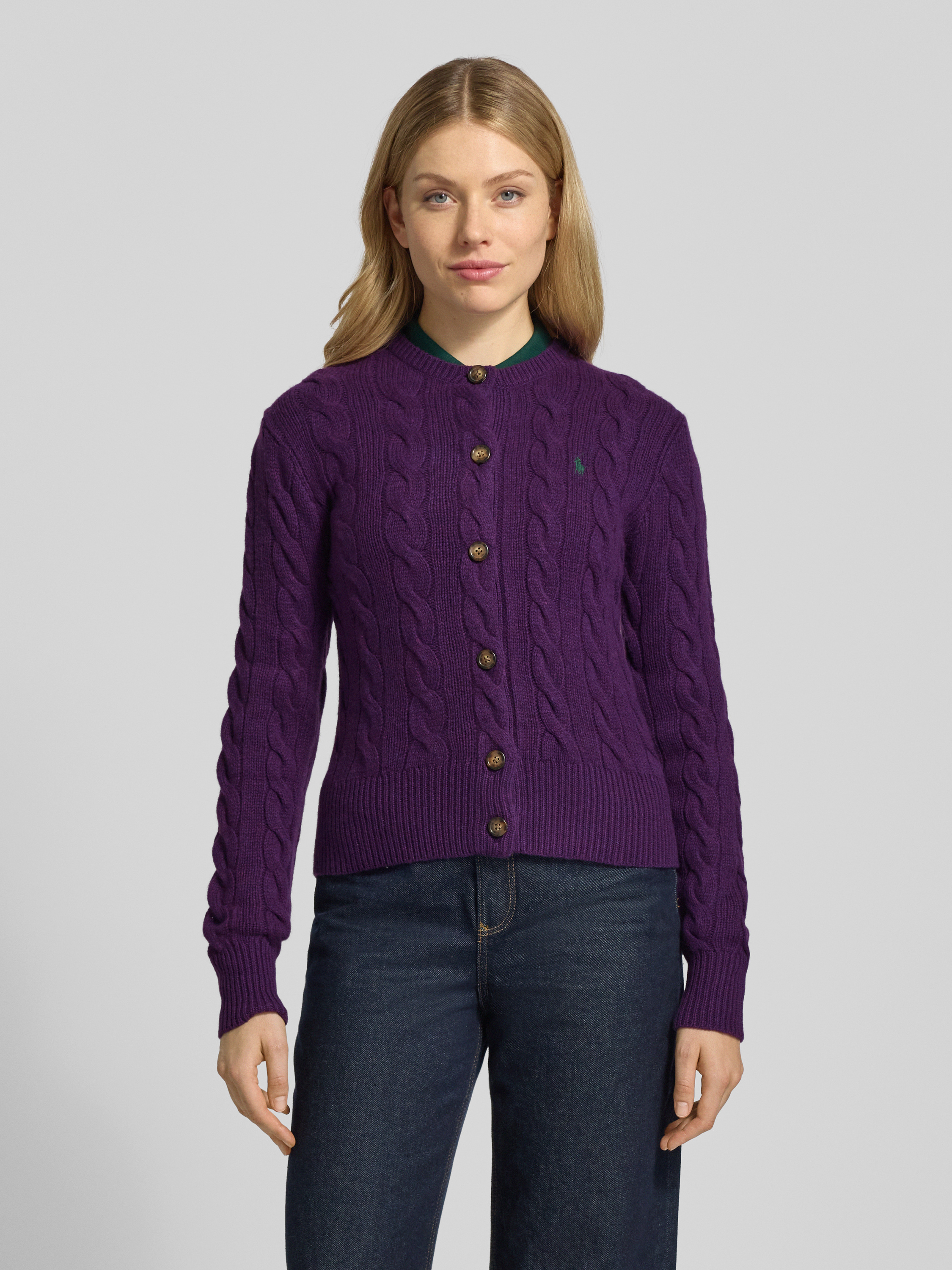 Polo Ralph Lauren Cardigan aus Wolle-Kaschmir-Mix mit Label-Stitching ...