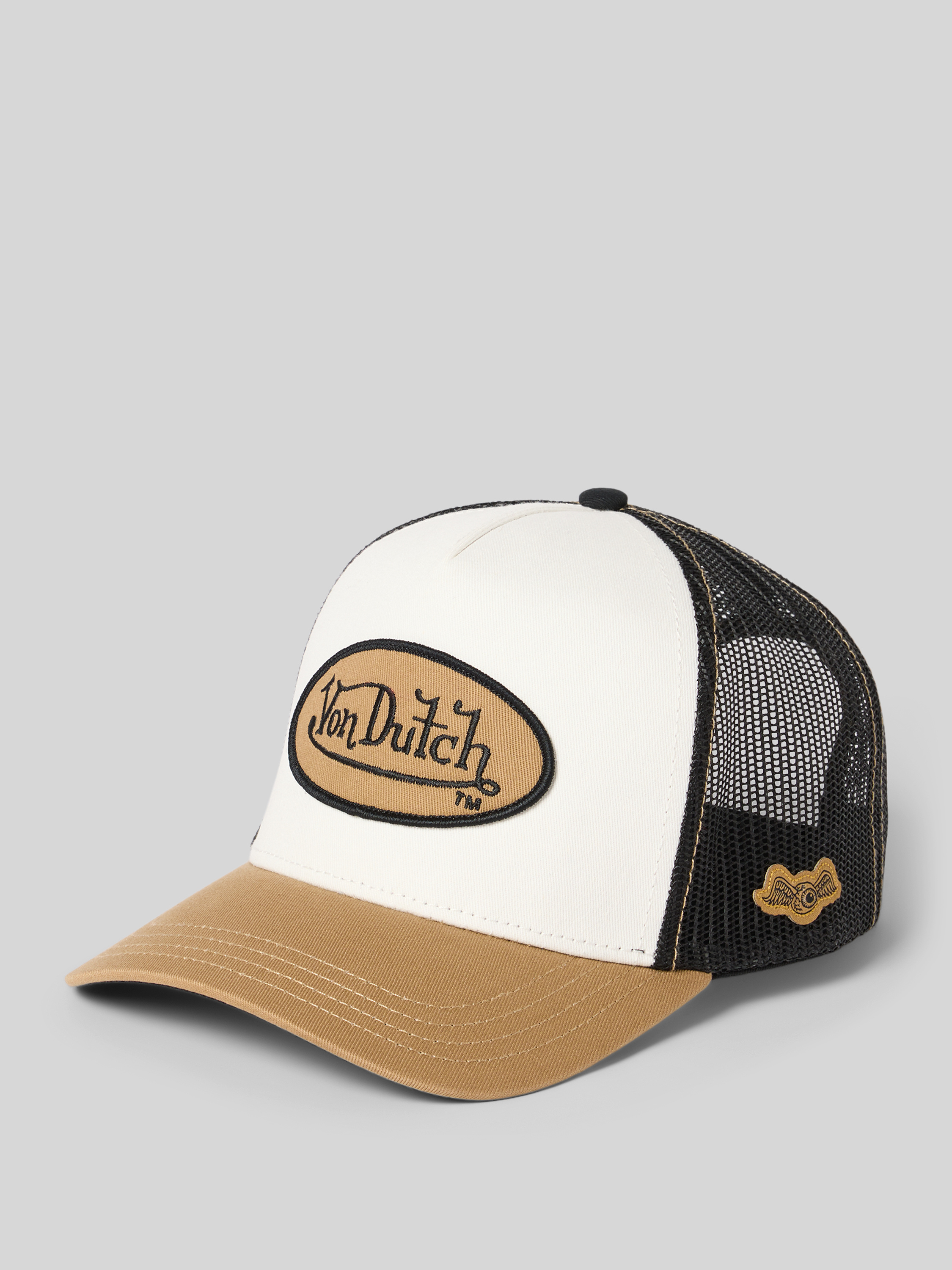 Von Dutch trucker cap met gestikt logo in beige online kopen | P&C