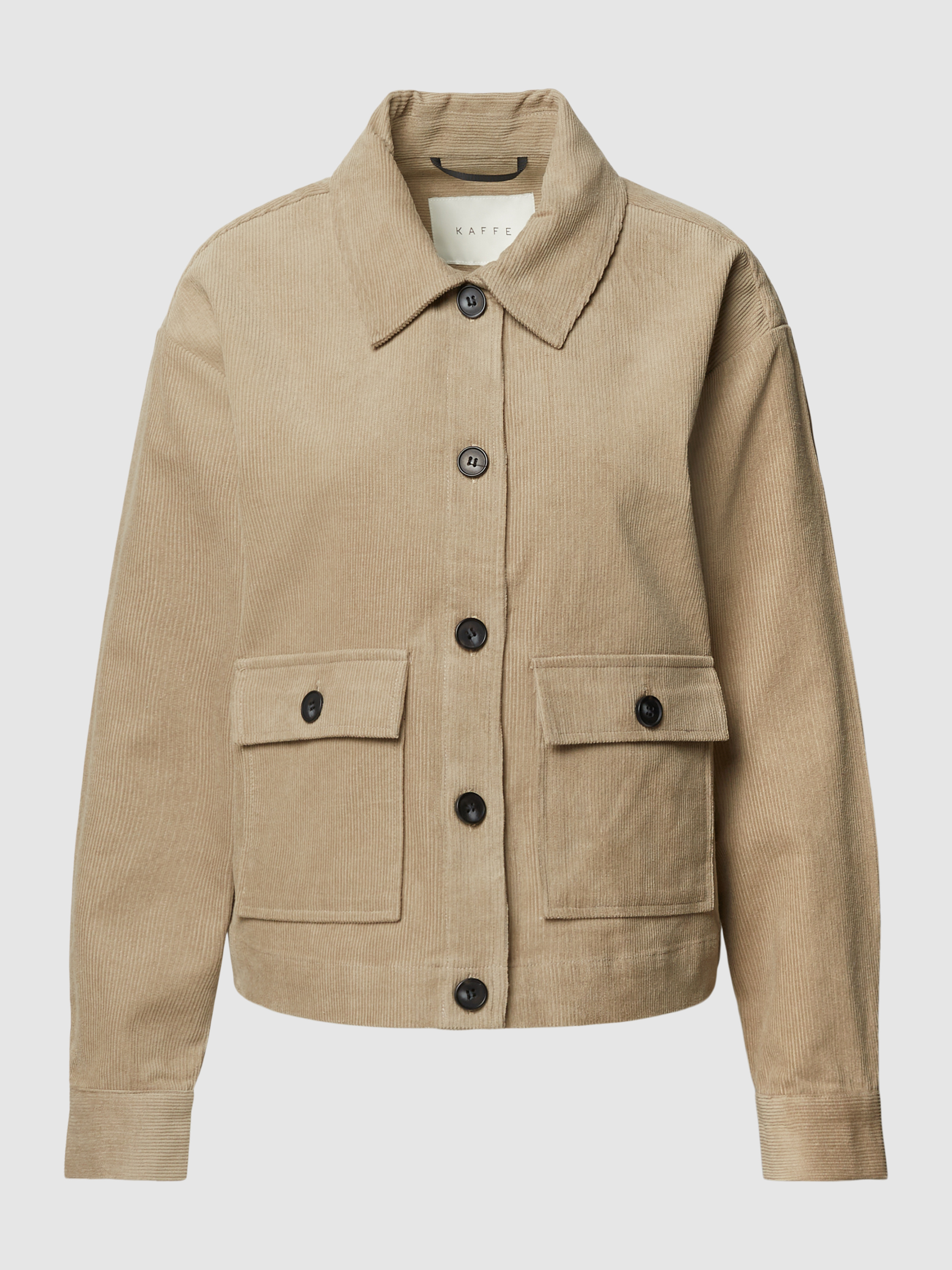 Kaffe Jack in ribcordlook, model 'Frilla' in zand online kopen | P&C