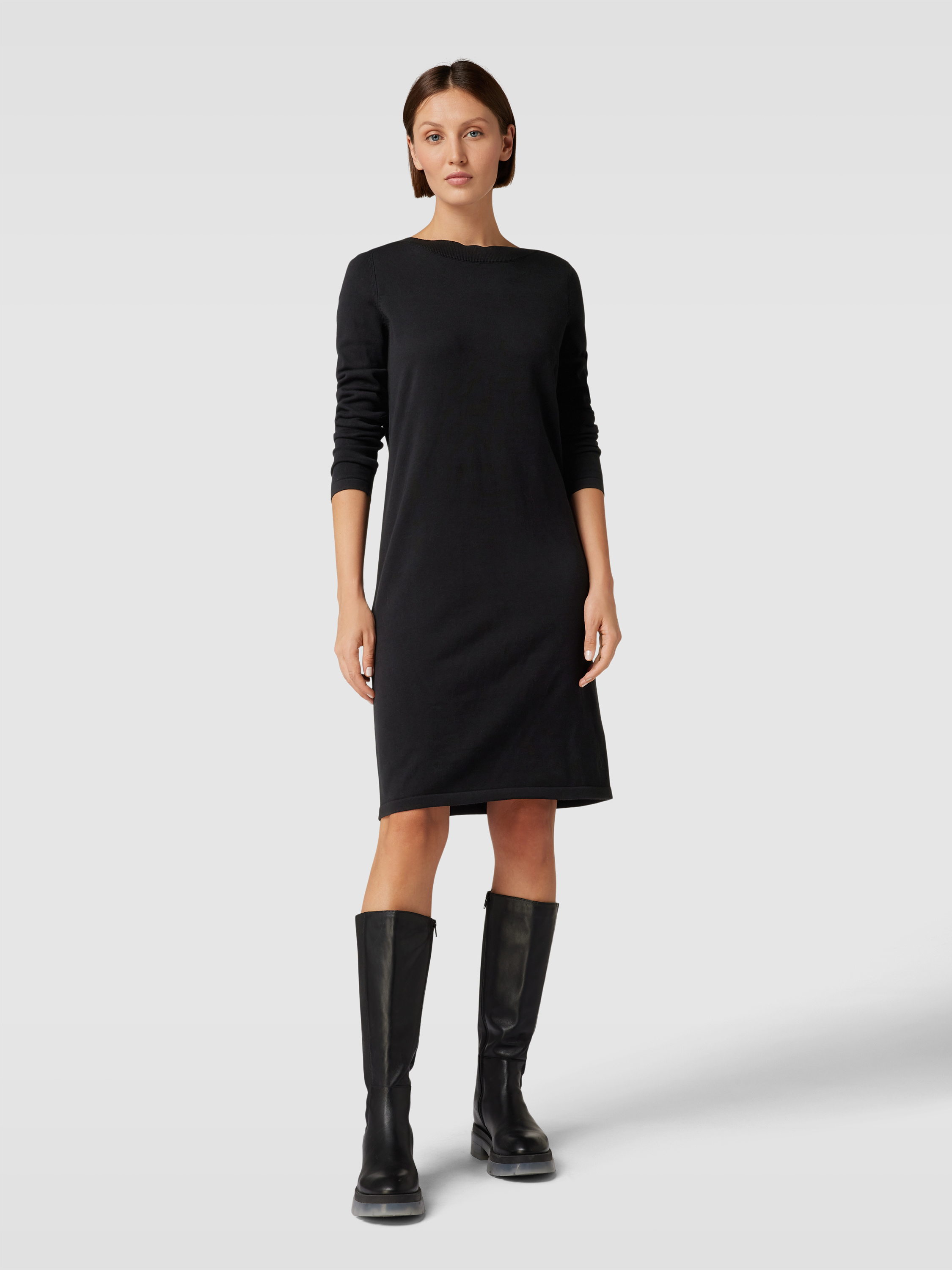 Esprit Knielange jurk met boothals in zwart online kopen | P&C