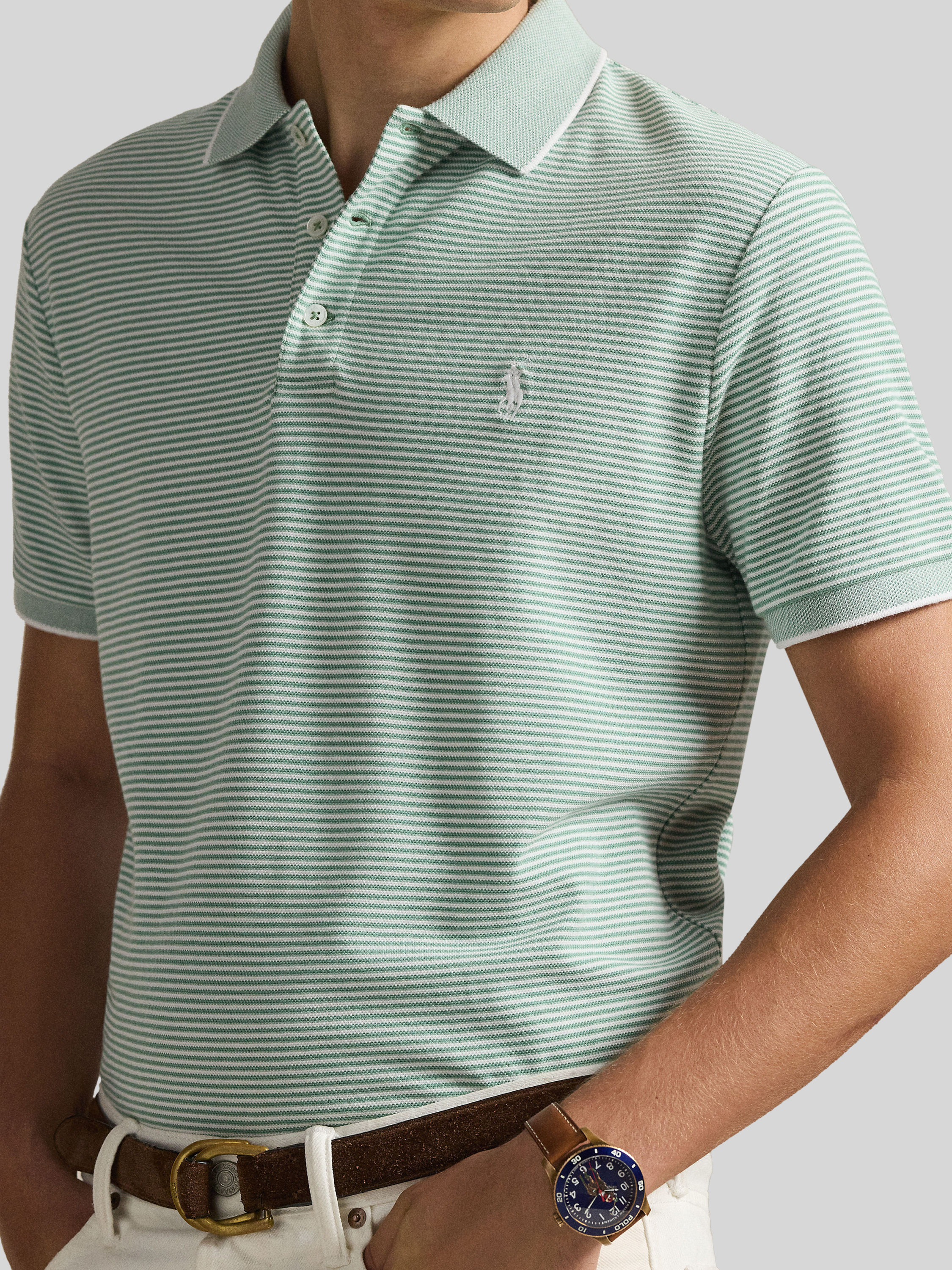 Polo Ralph Lauren Slim fit poloshirt van katoenmix in mintgroen online ...