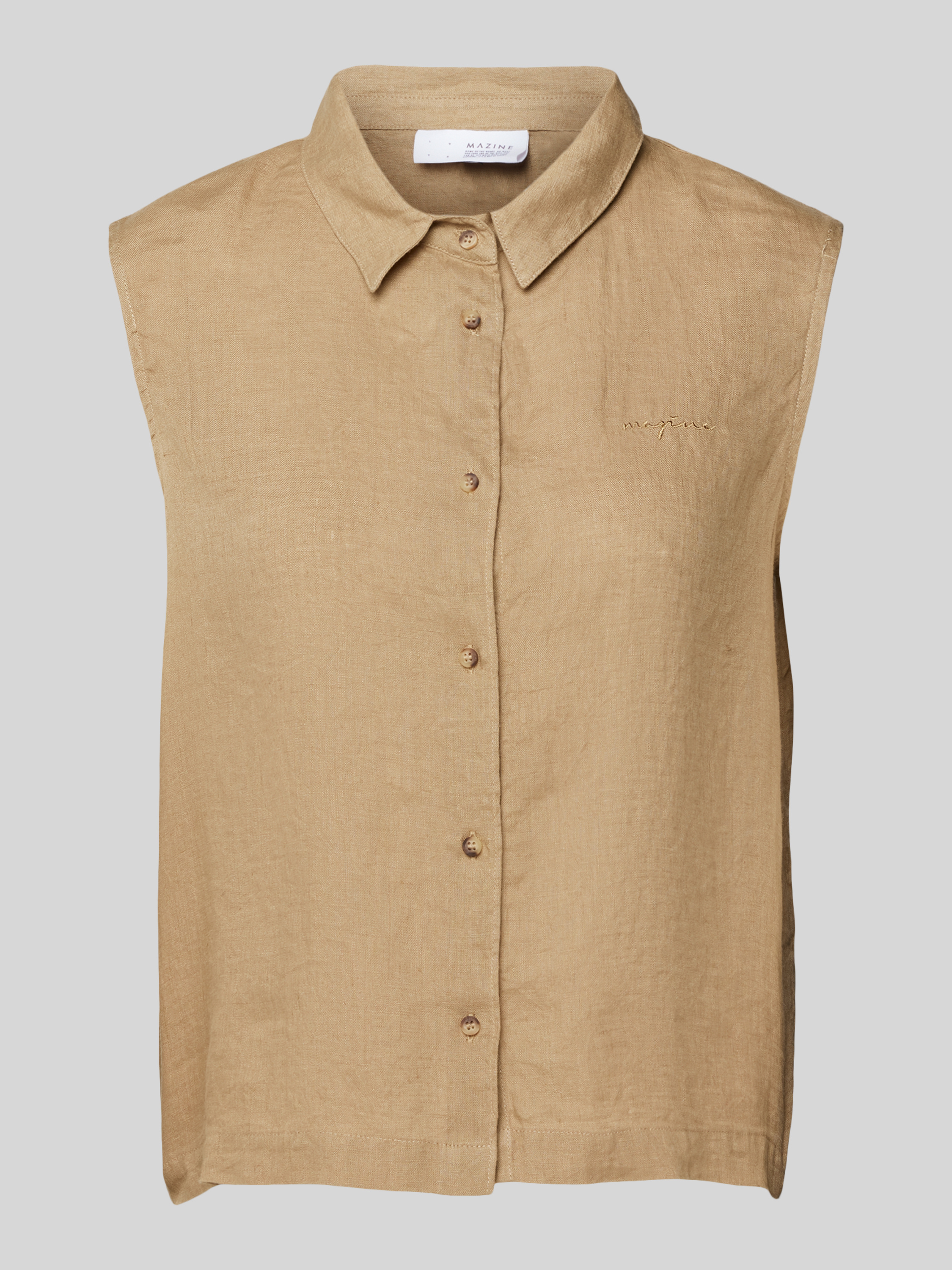 Mazine Leinenbluse mit Label-Stitching Modell 'Dina' (sand) online kaufen