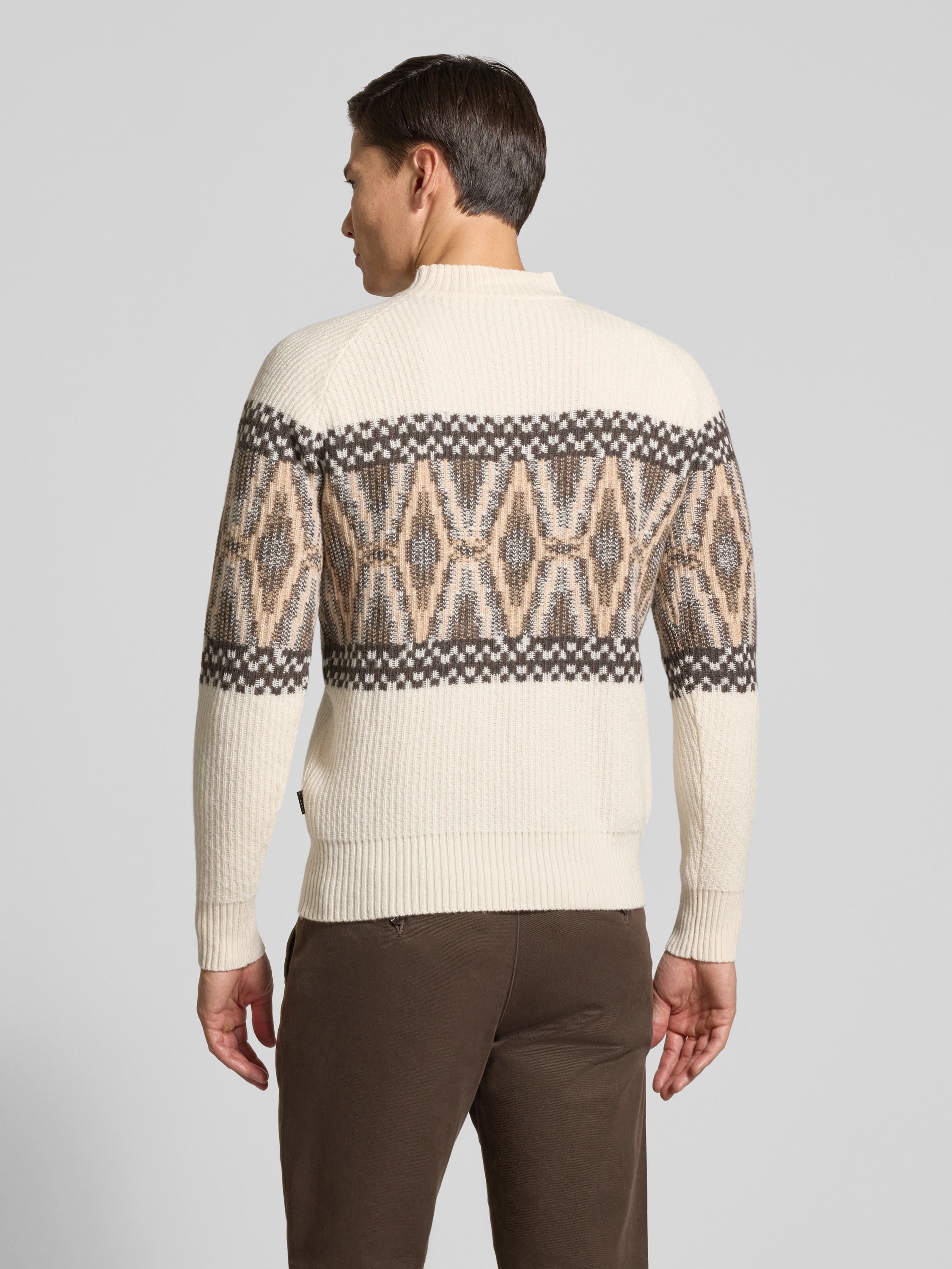 bugatti Gebreide pullover van wolmix met opstaande kraag in ecru online ...