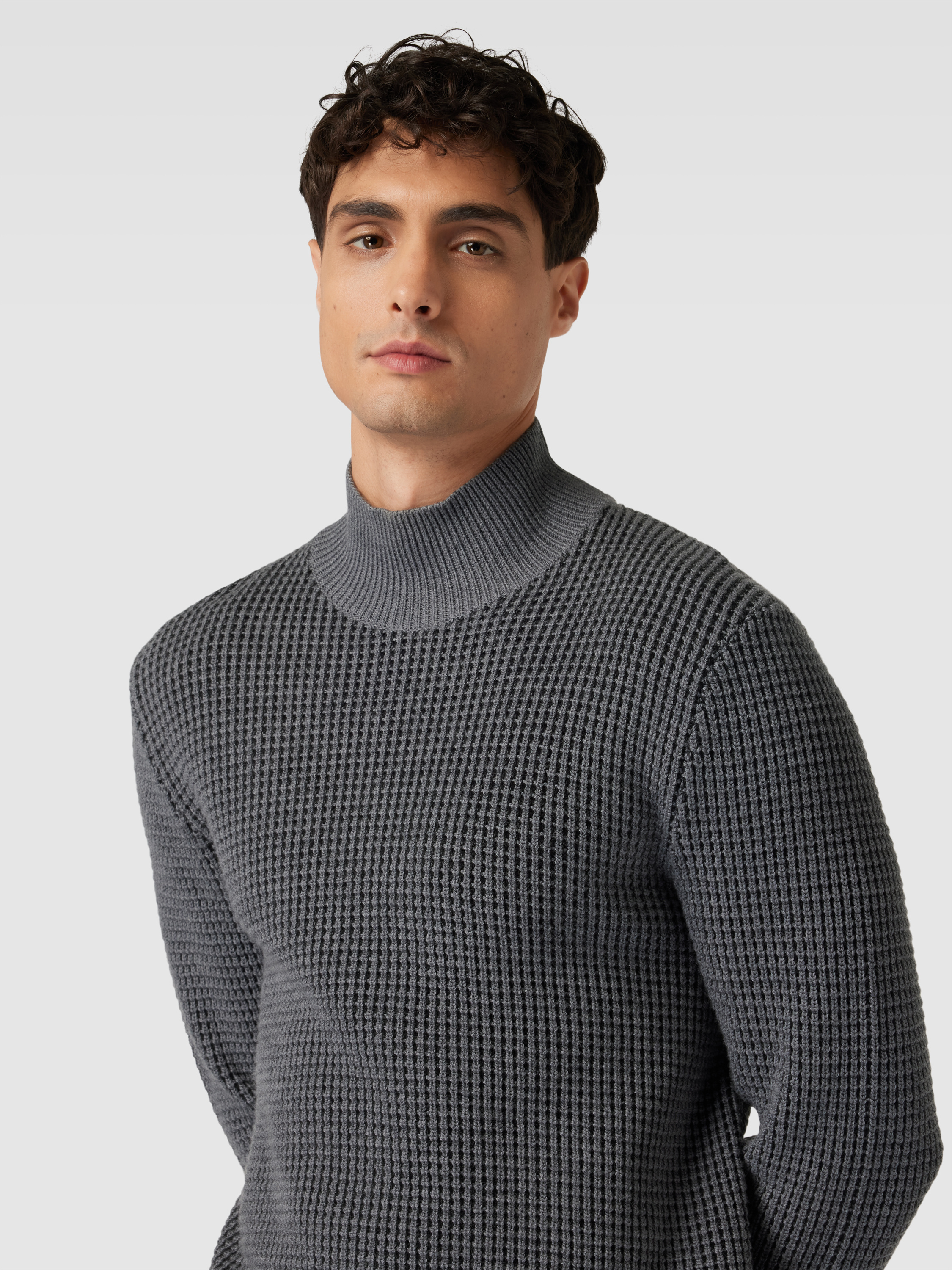 BOSS Strickpullover mit Stehkragen Modell 'Maurelio' (anthrazit) online kaufen