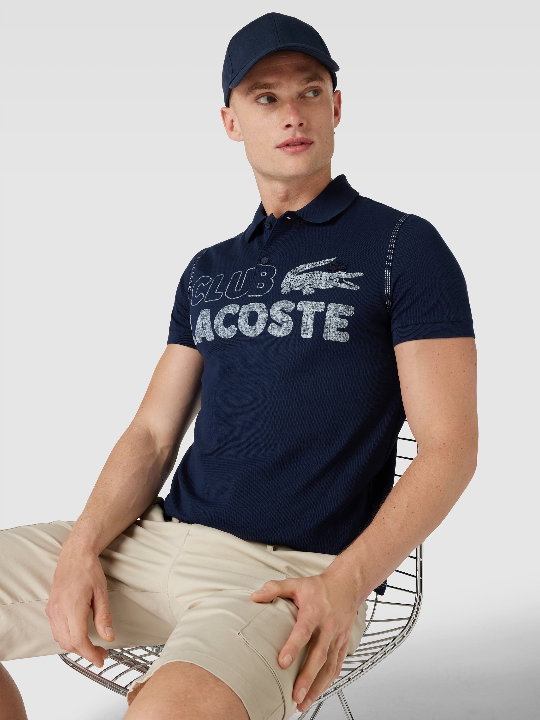 Lacoste Poloshirt mit Label-Print (marine) online kaufen