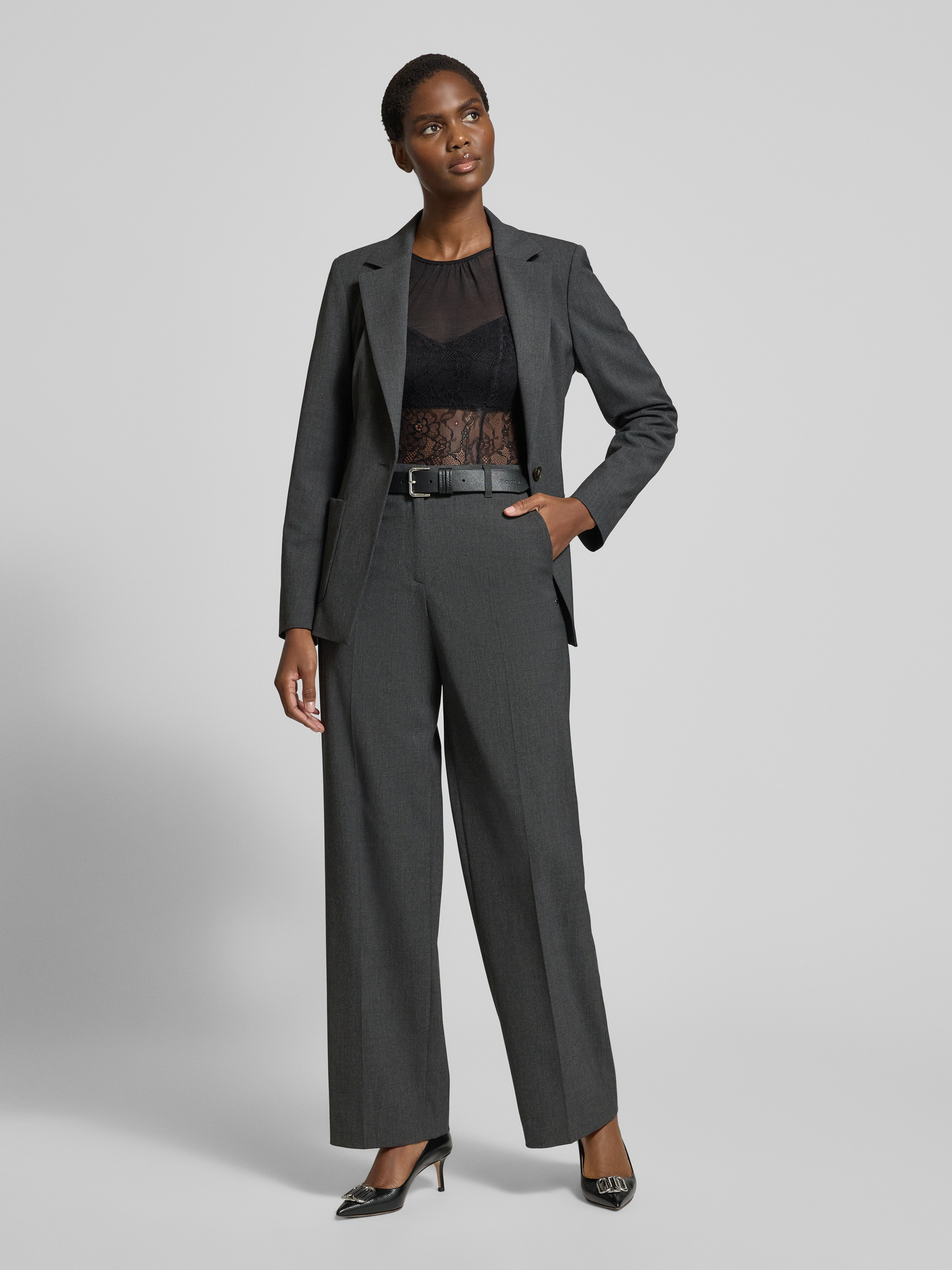 GUIDO MARIA KRETSCHMER WOMAN Slim fit body in semi-transparant design, model 'Noelia' in zwart ...