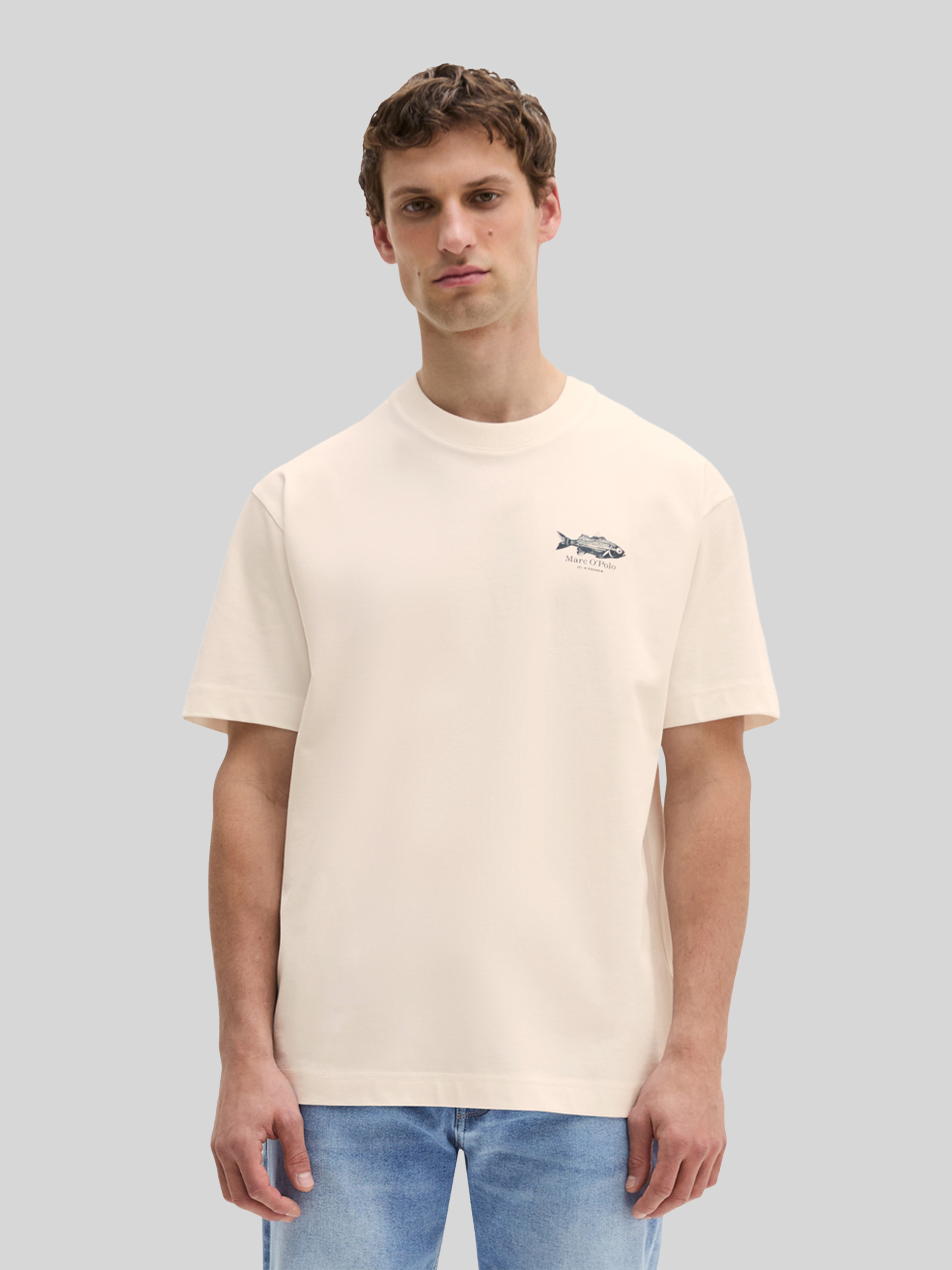 Marc O'Polo Loose Fit T-Shirt aus reiner Baumwolle mir Rücken-Print ...