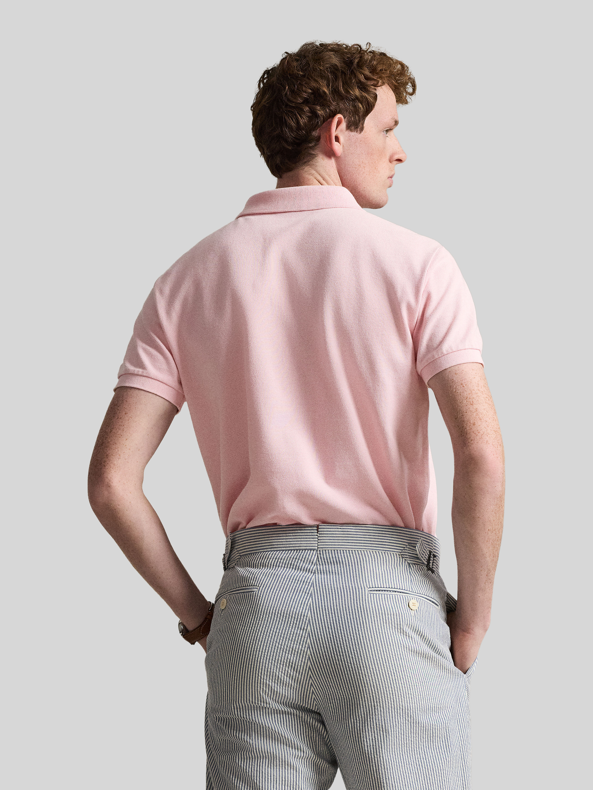 Polo Ralph Lauren Regular fit poloshirt van puur katoen in felroze ...