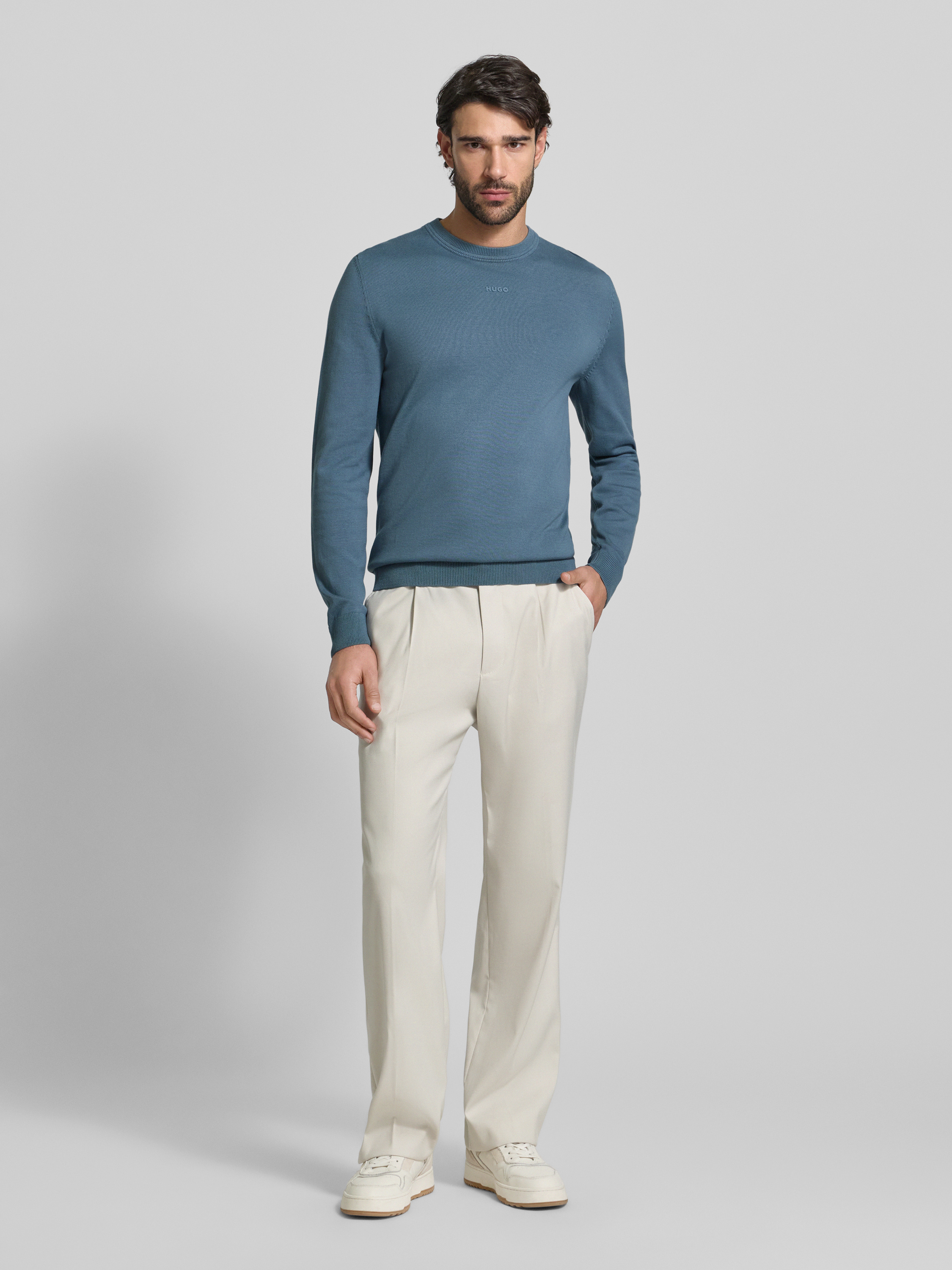 HUGO Regular fit gebreide pullover van puur katoen, model 'SAN CASSIUS ...