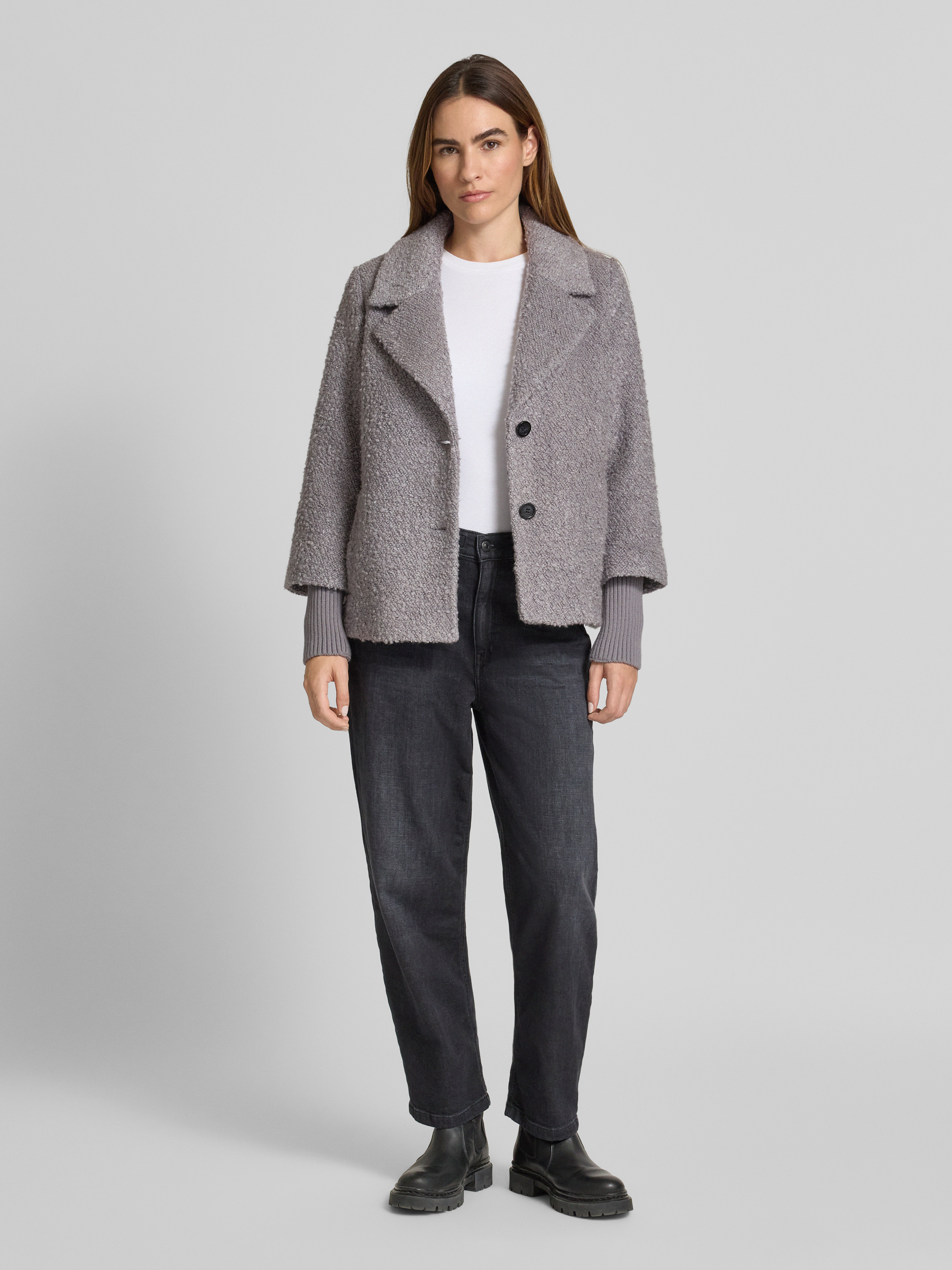 comma Teddyjacke mit Woll-Anteil und Reverskragen (mittelgrau) online ...