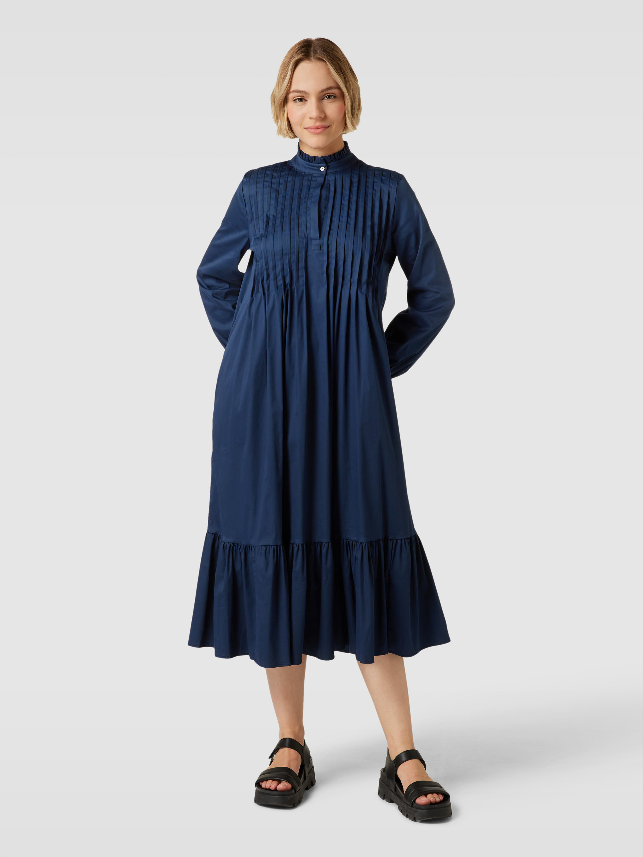 Risy & Jerfs Midi-jurk van puur katoen met stolpplooien, model 'Girona ...