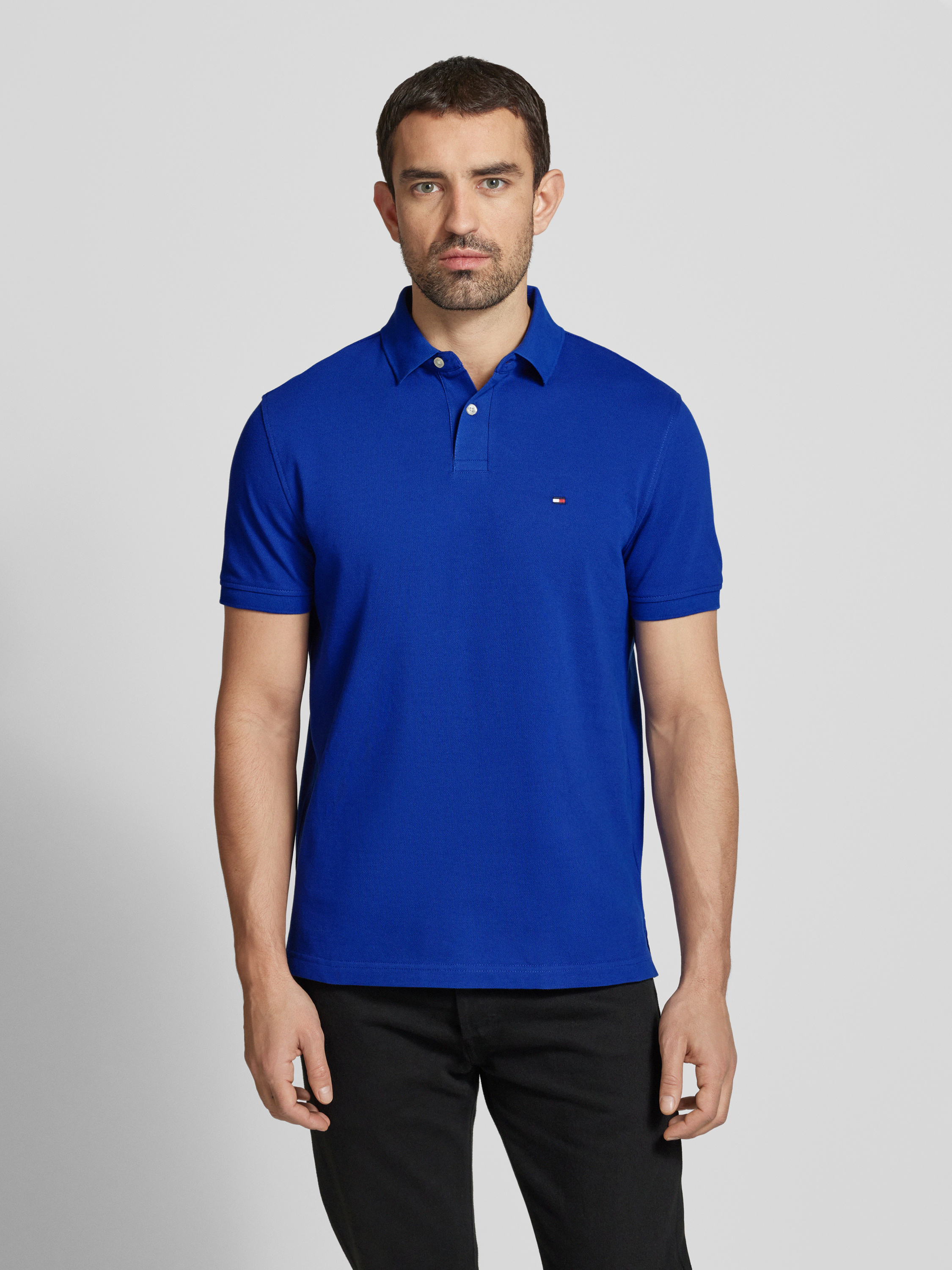 Tommy Hilfiger Regular fit poloshirt van katoenmix in koningsblauw ...