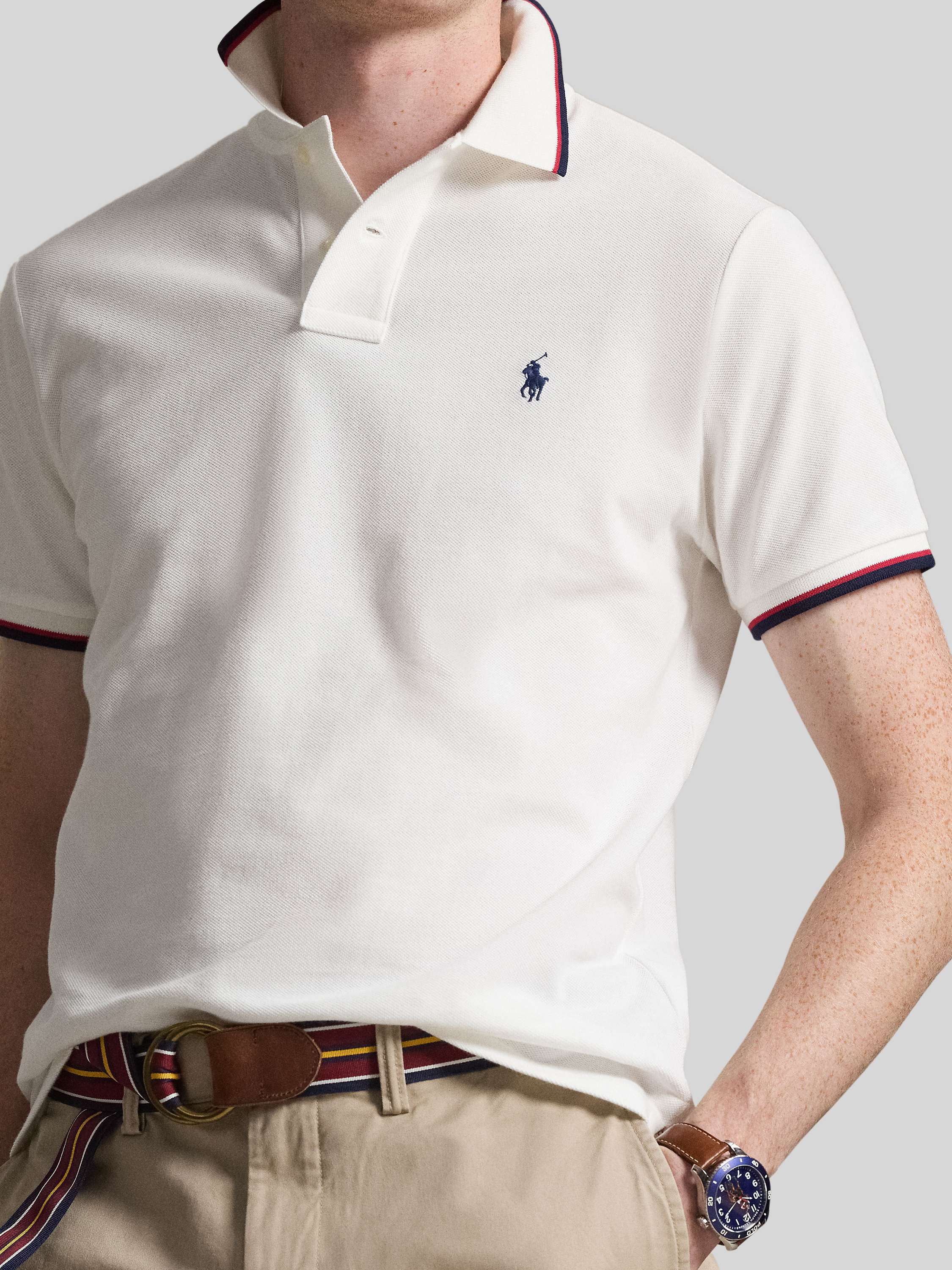 Polo Ralph Lauren Slim fit poloshirt van puur katoen in wit online ...