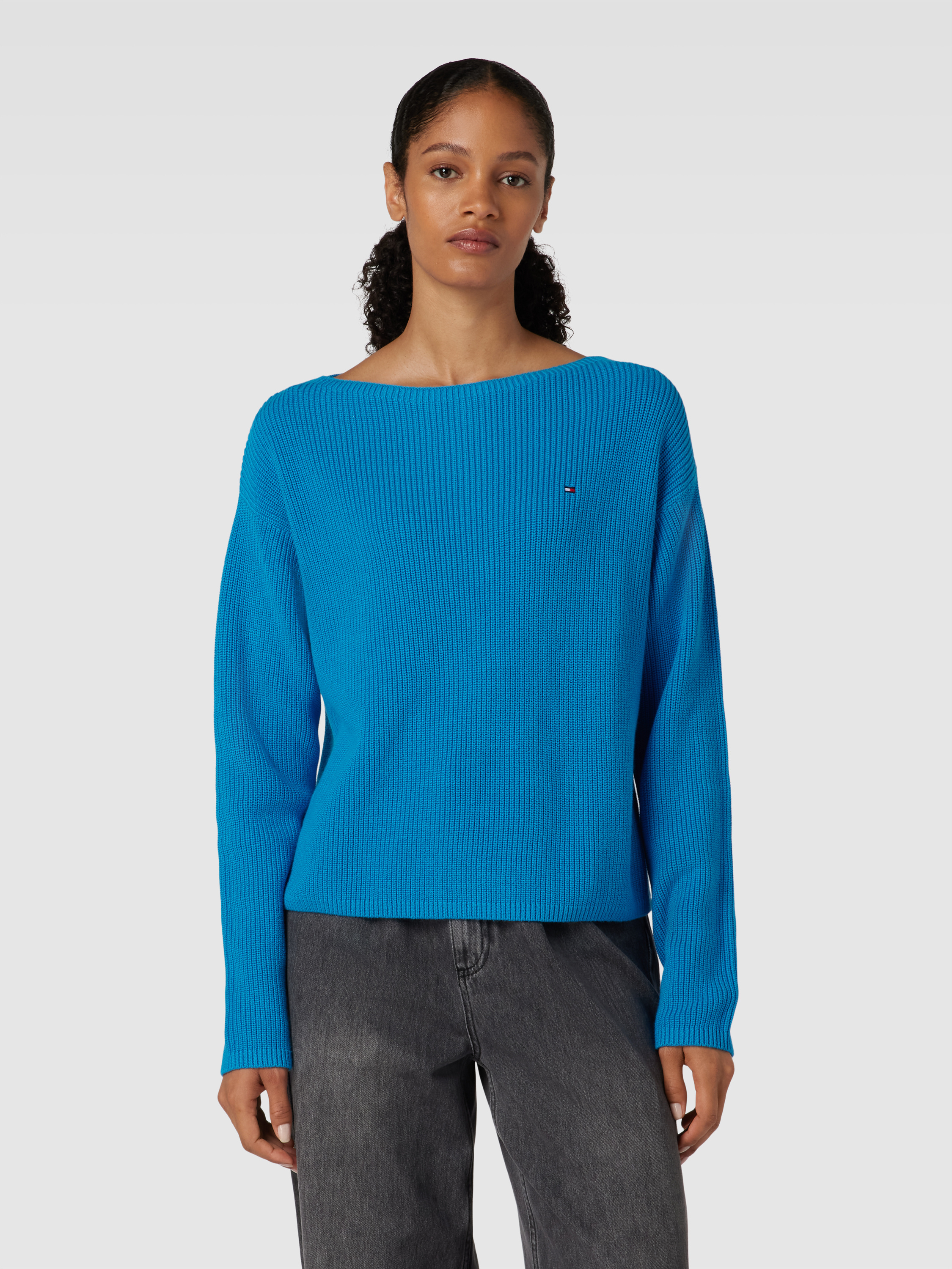 Tommy Hilfiger Strickpullover mit Label-Stitching (helltuerkis) online ...