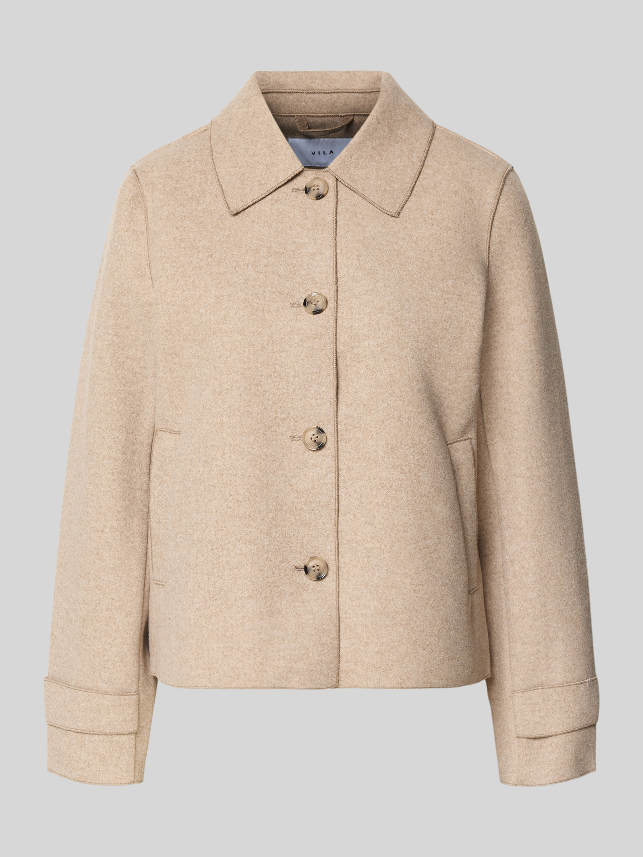 Vila Jack met platte kraag, model 'Juice in taupe online kopen | P&C
