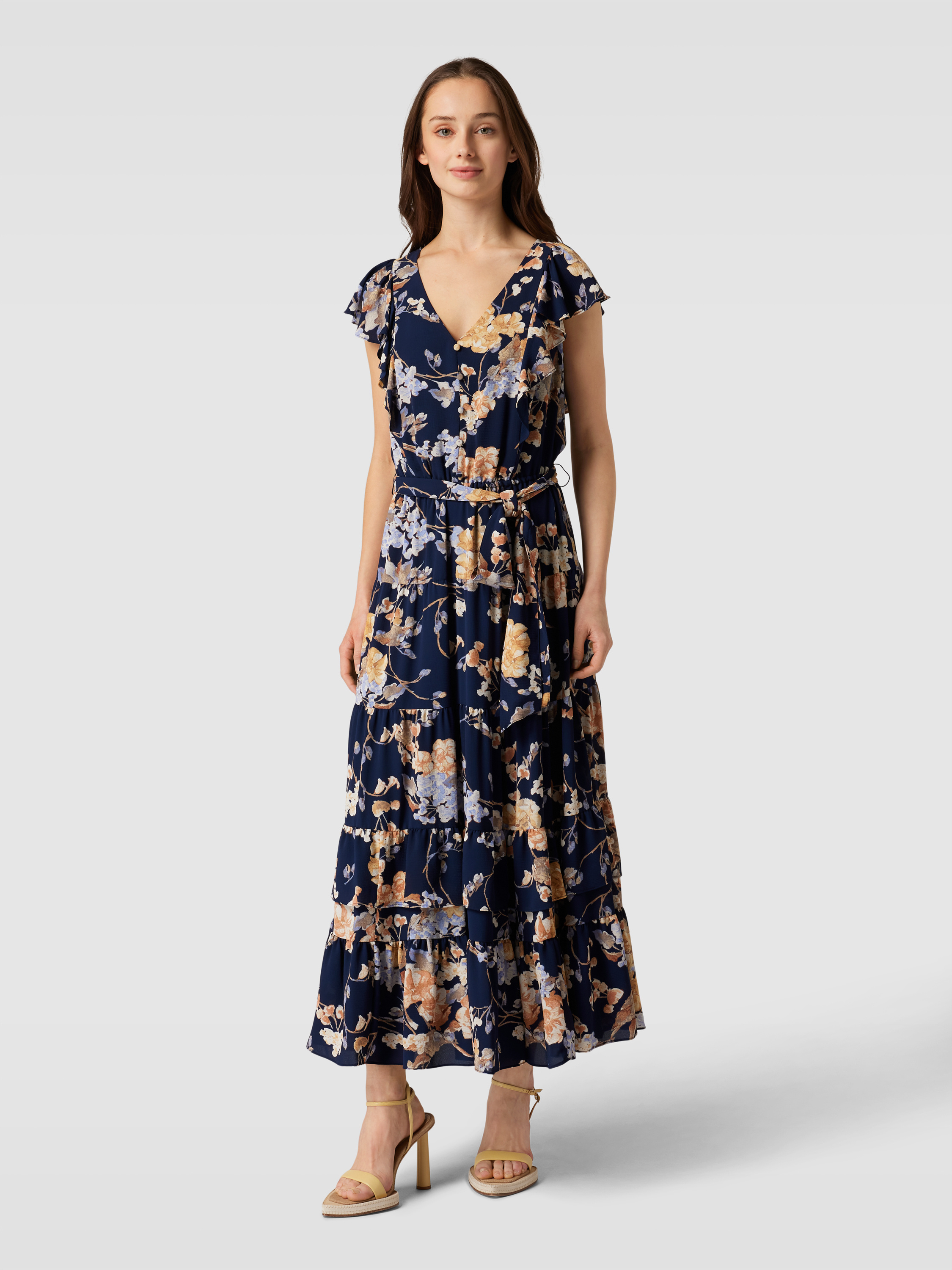 Lauren Ralph Lauren Maxi-jurk met all-over motief in marineblauw online ...