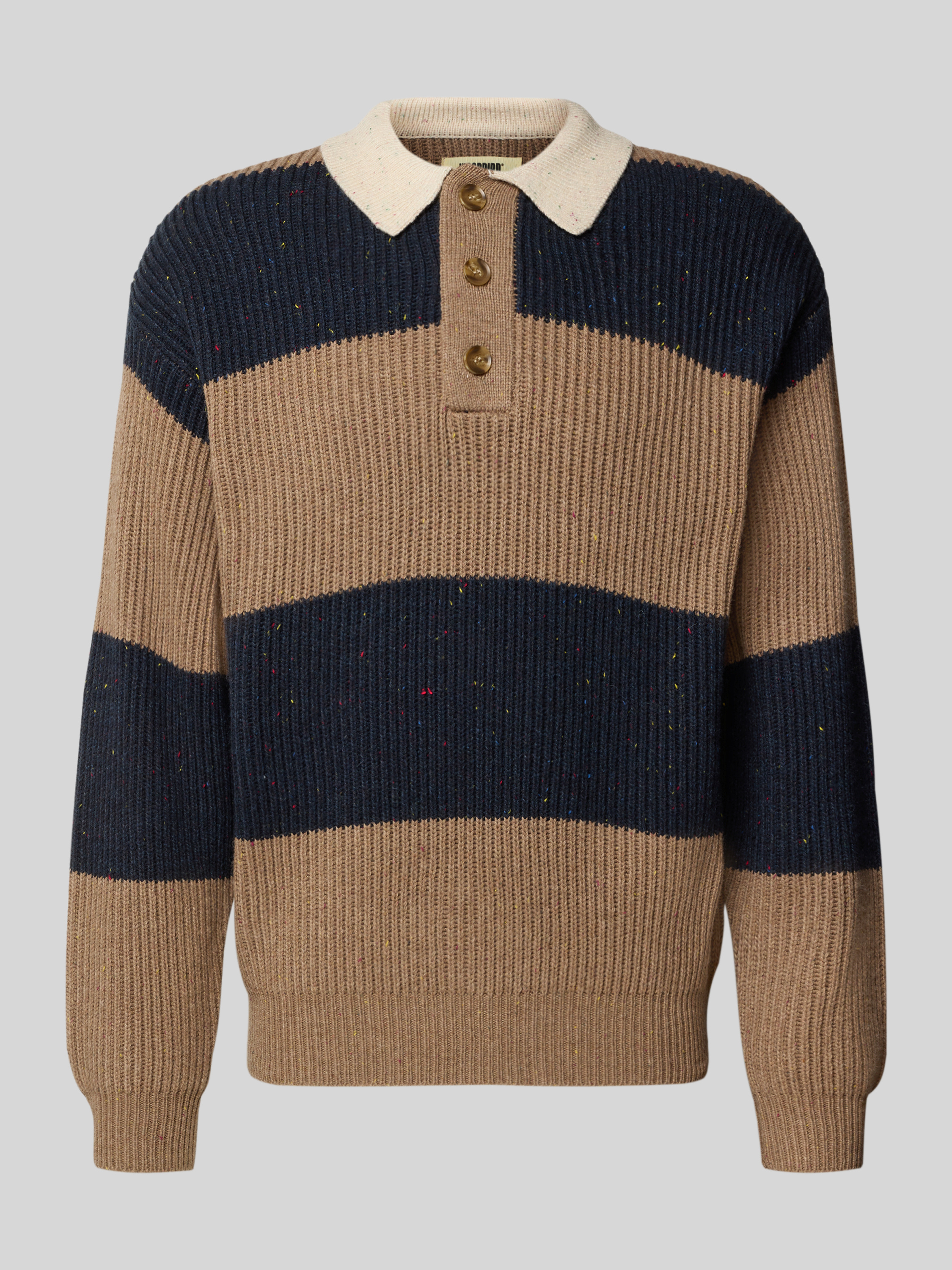 WOODBIRD Poloshirt met ribboorden, model 'Lotu' in marineblauw online ...