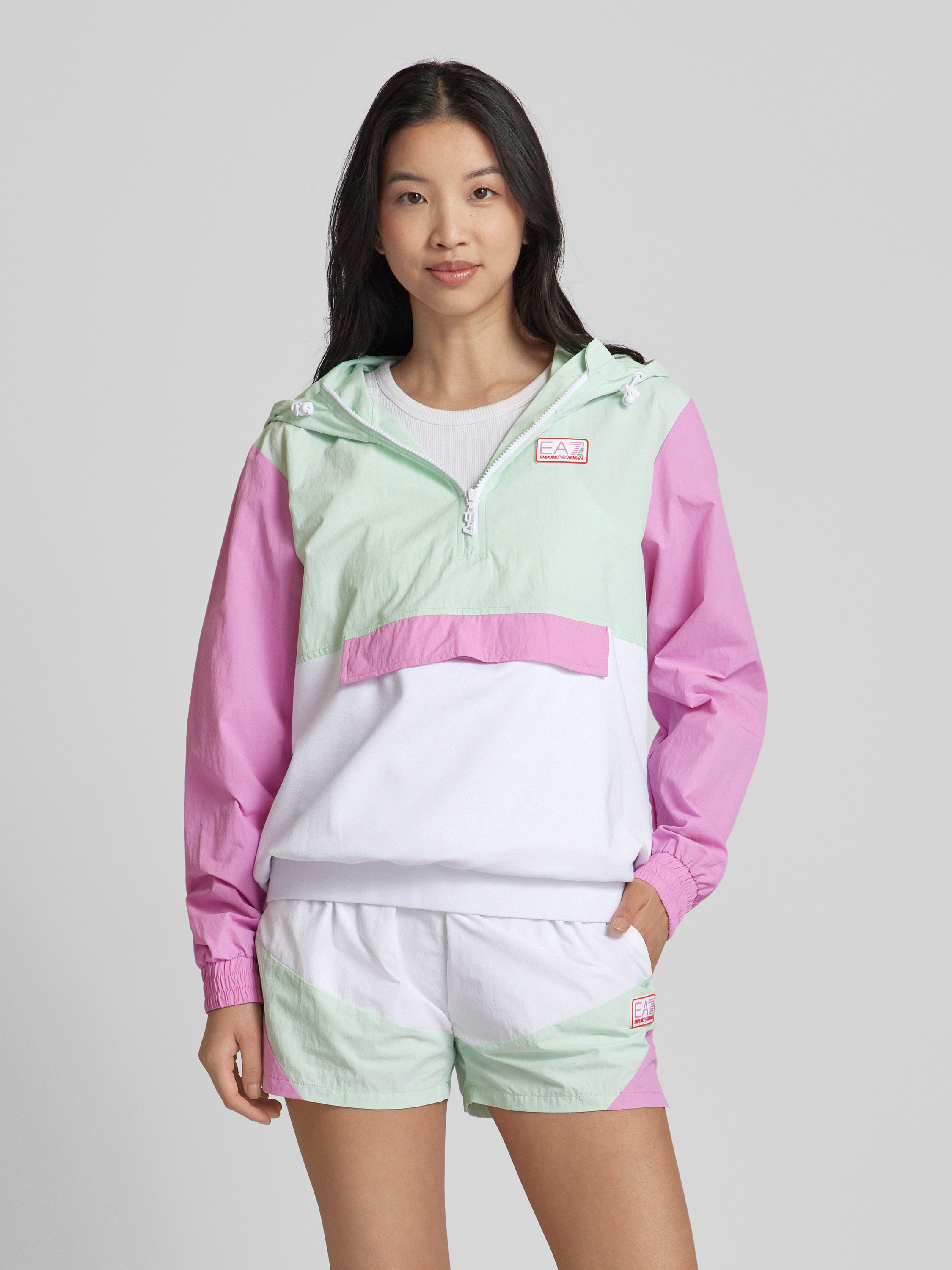 EA7 Emporio Armani Sweatshirt mit Logo im Colour-Blocking-Design (weiss ...