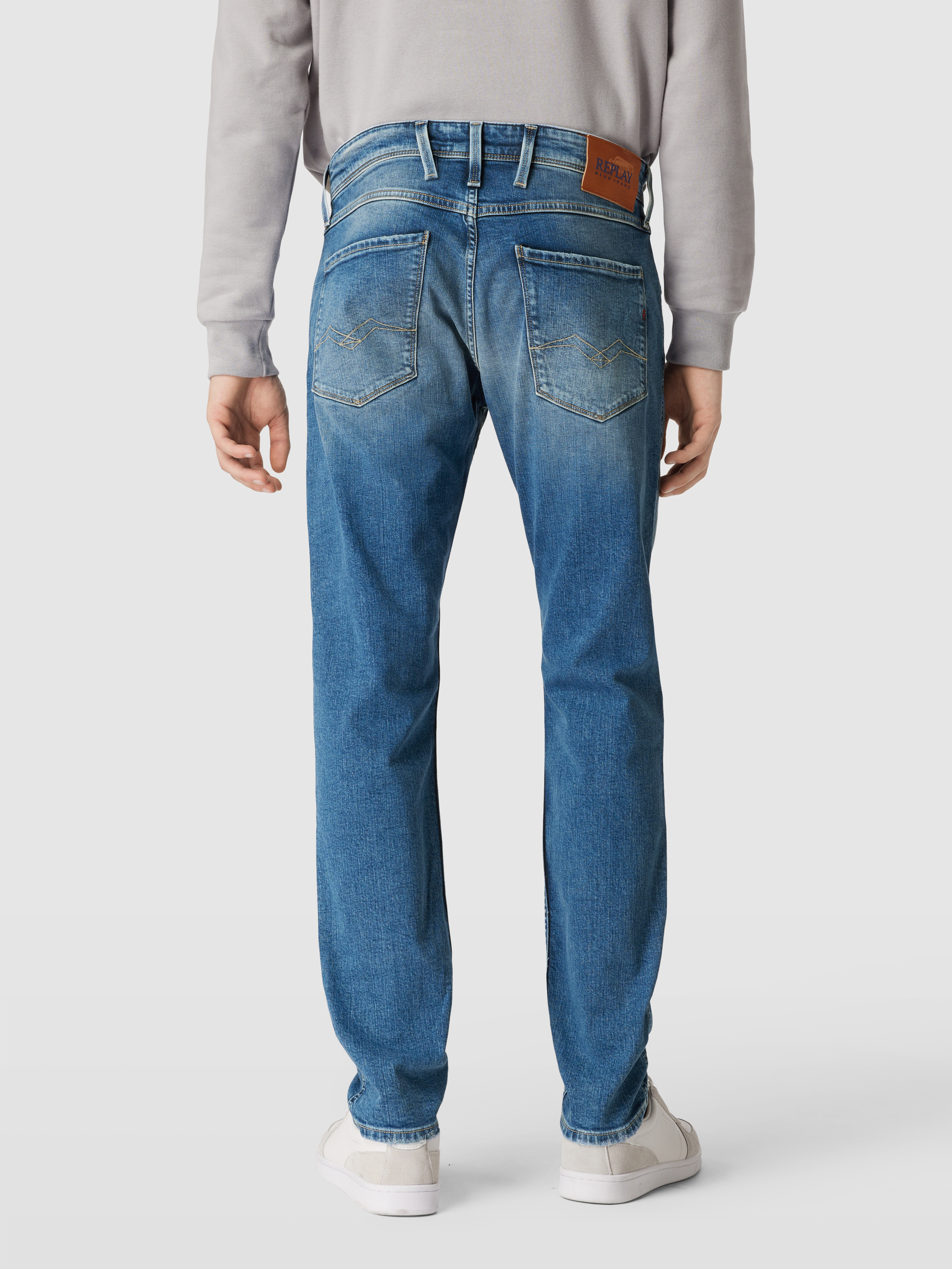 Replay Slim fit jeans in destroyed-look, model 'ANBASS' in blauw online ...