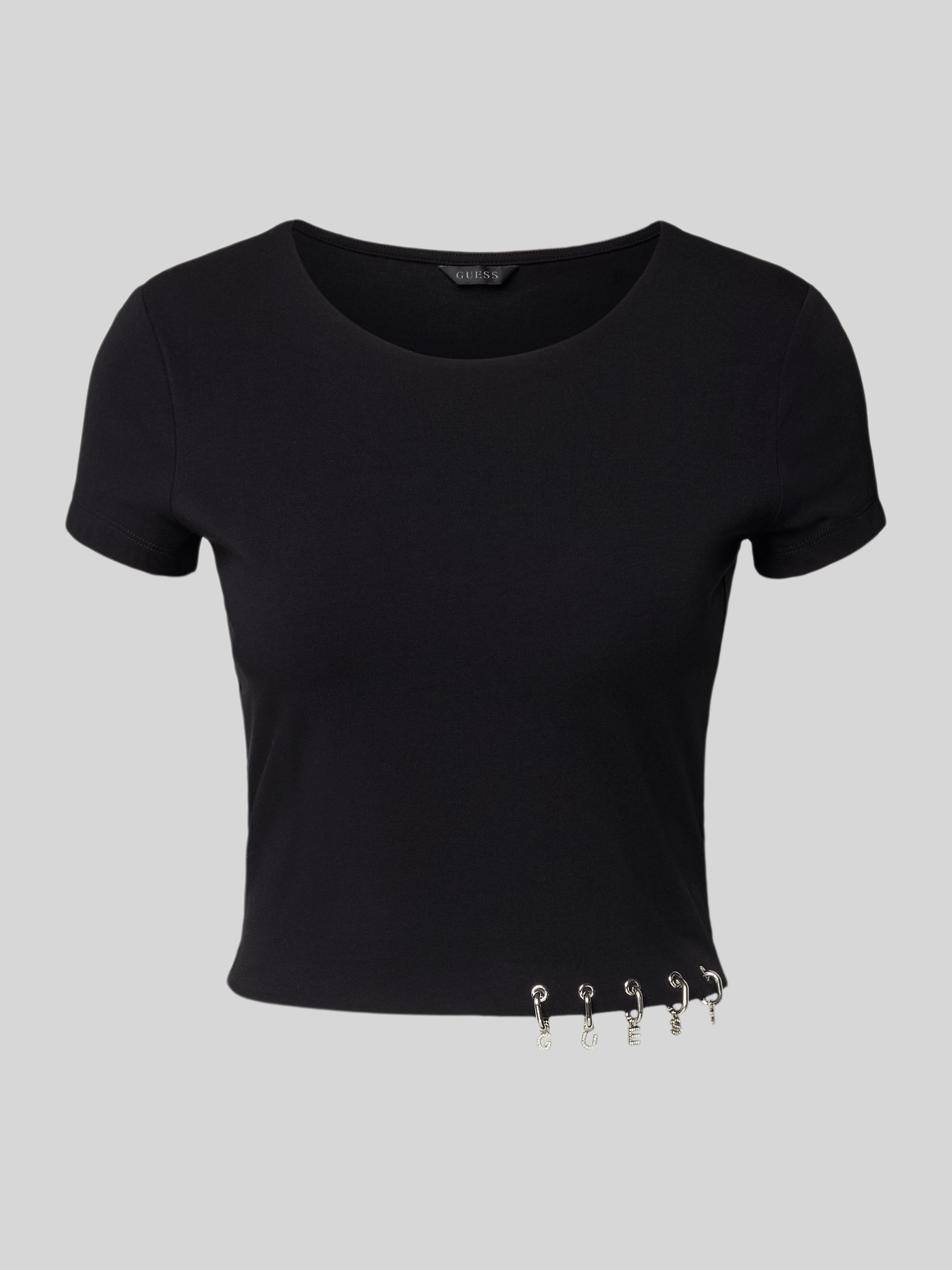 Guess Kort t-shirt met logo-charms model 'Elisabette' in zwart online ...