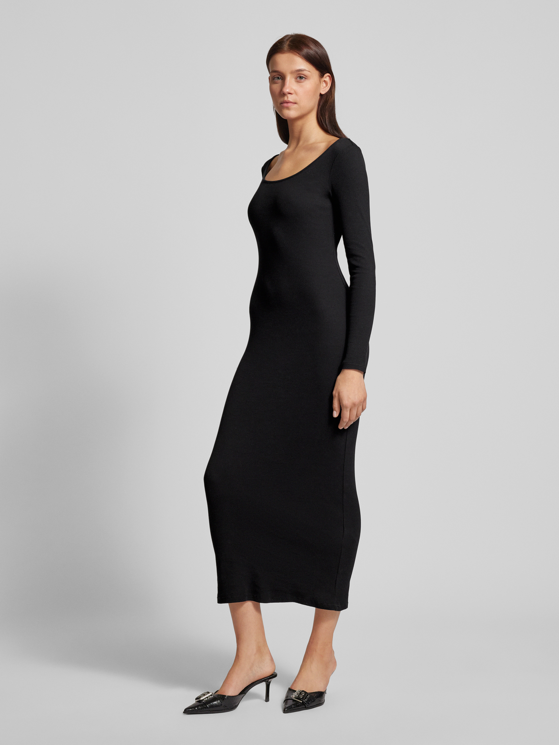Review Maxikleid mit Feinripp (black) online kaufen