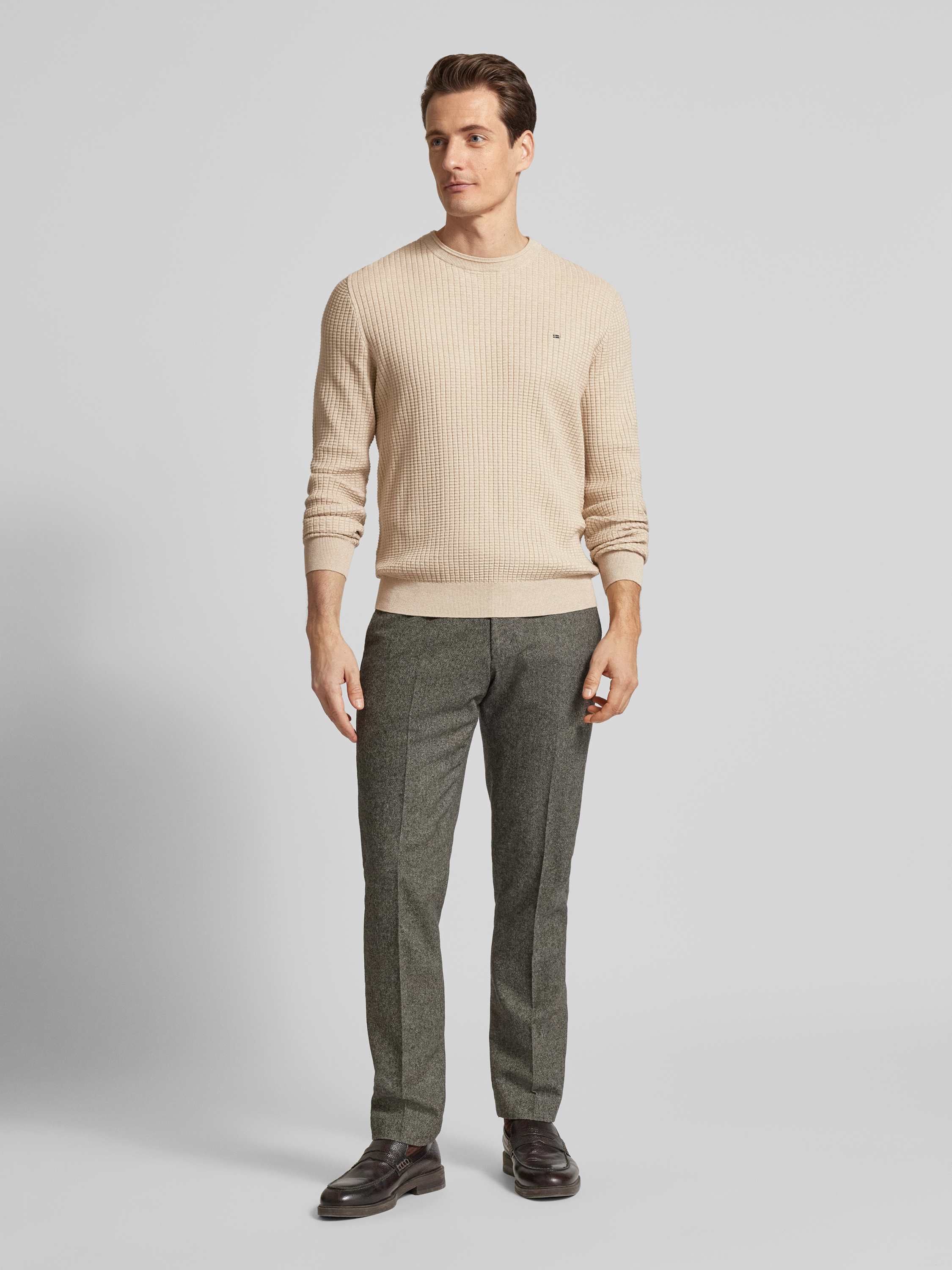 Christian Berg Men Regular Fit Strickpullover mit Strukturmuster (sand ...