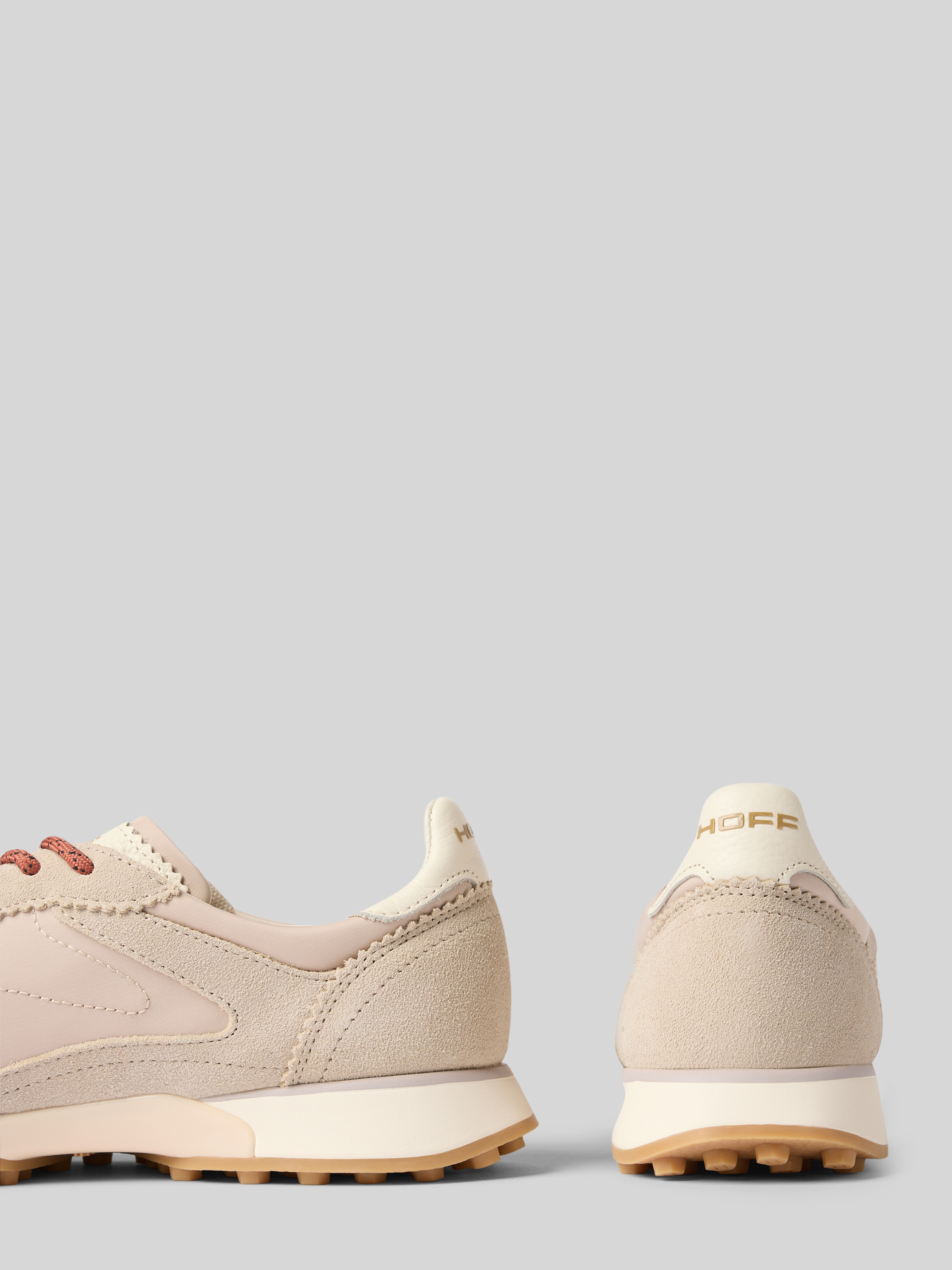 HOFF Sneakers van leermix met logodetail, model 'Bridge' in beige ...