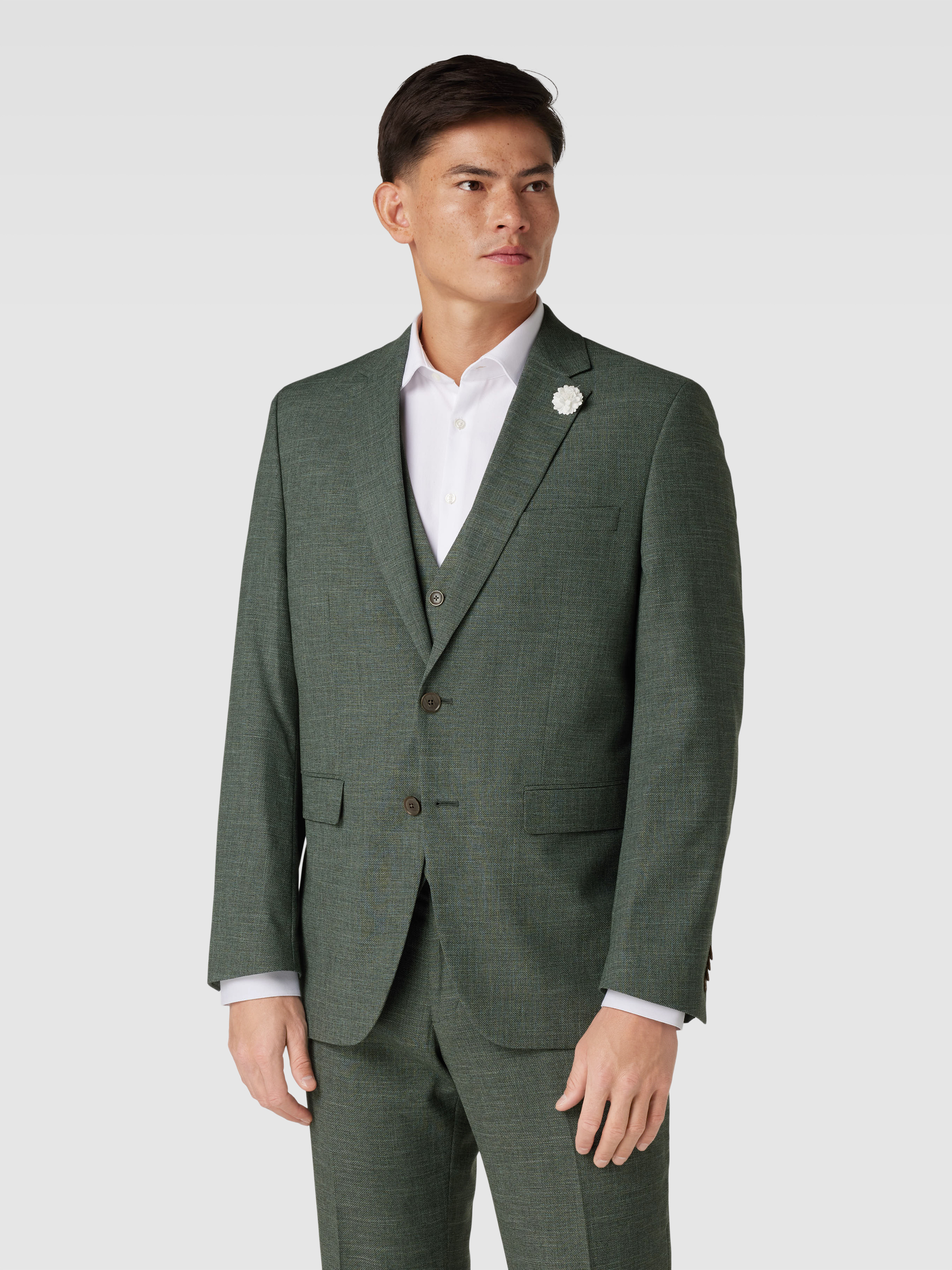 Christian Berg Men 2-knoops colbert met reverskraag in donkergroen ...