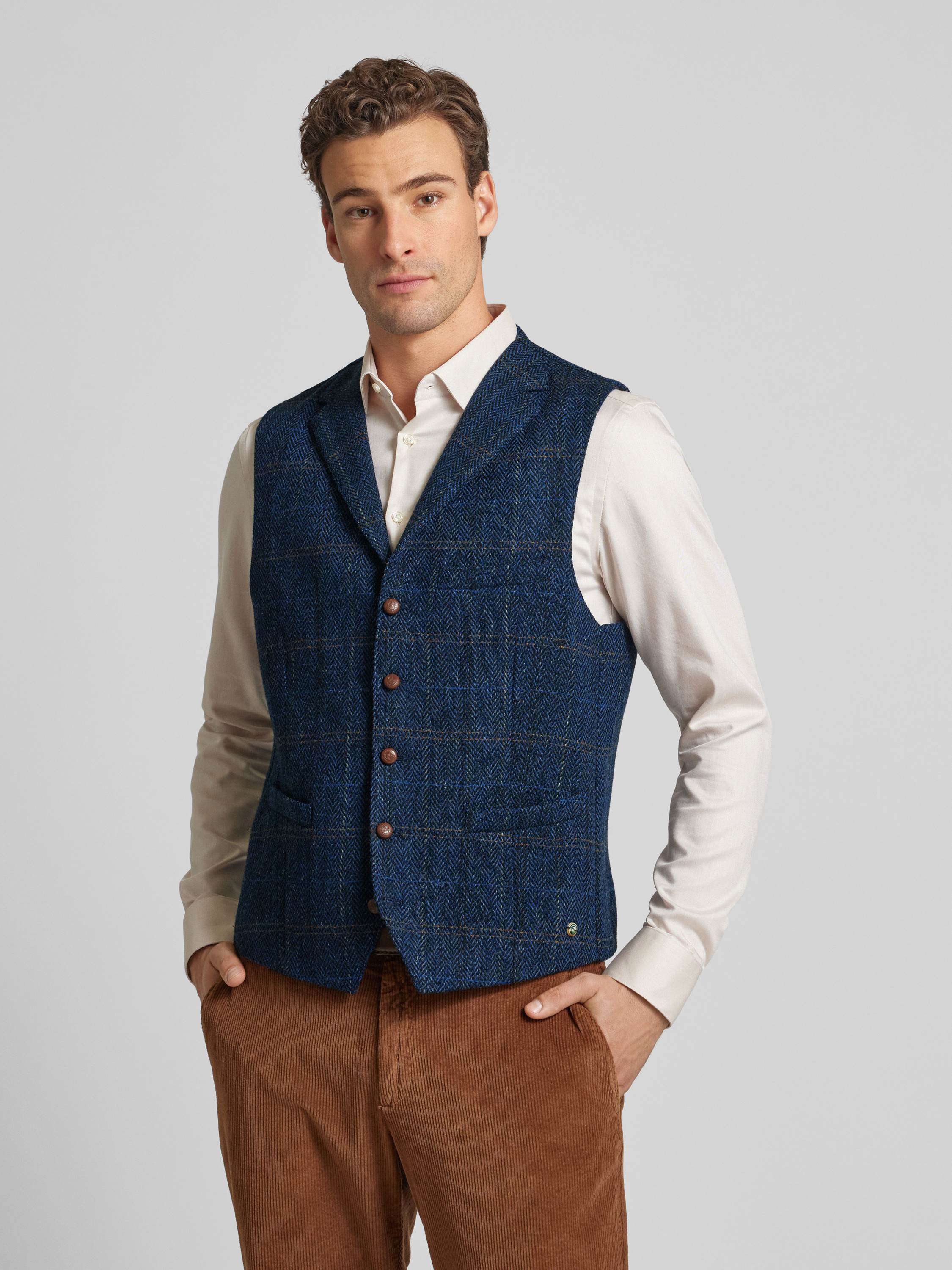 Carl Gross Weste Harris-Tweed aus Schurwolle Modell 'Warner ...