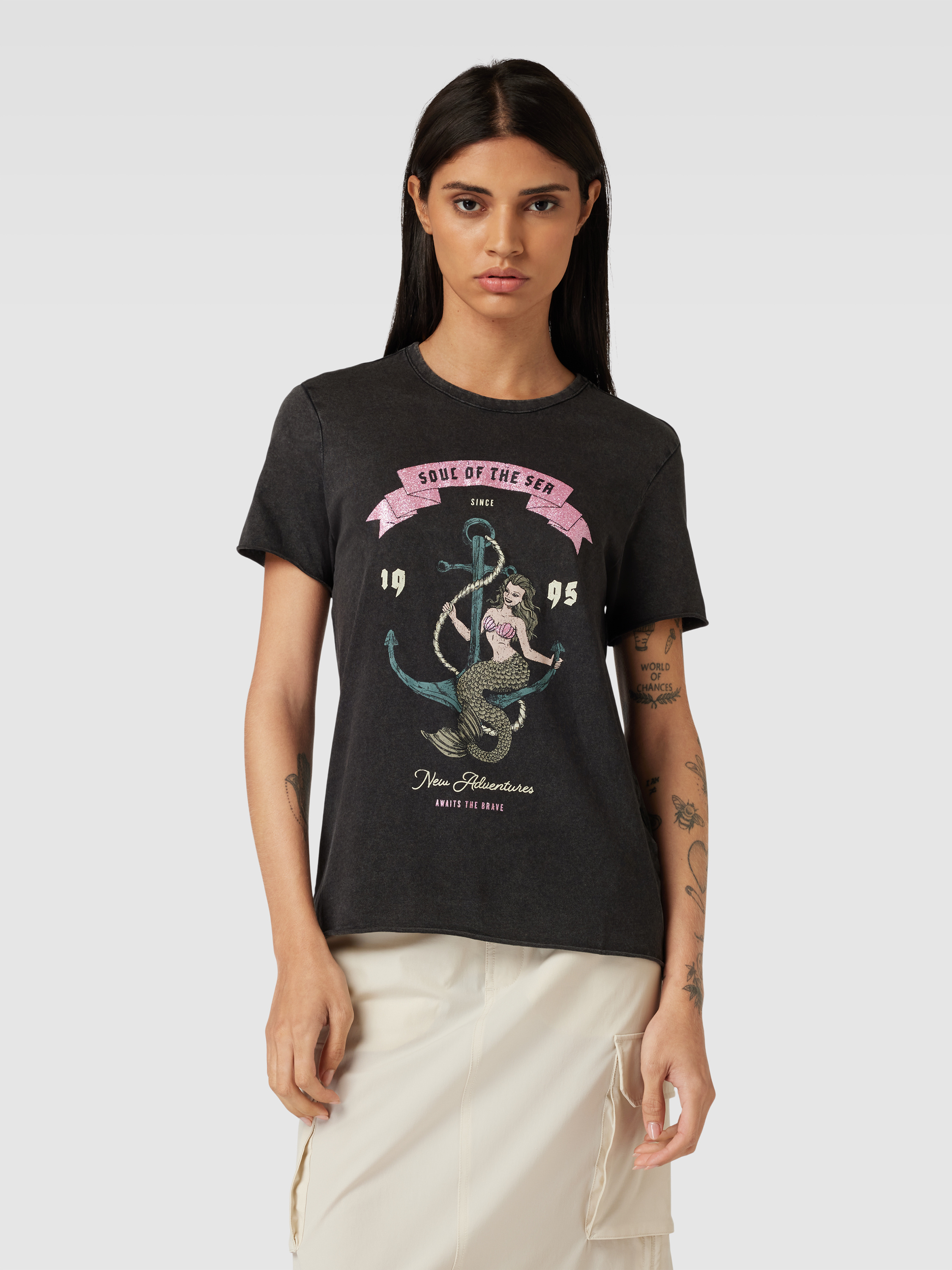 Only T-shirt met motiefprint, model 'LUCY LIFE' in zwart online kopen | P&C